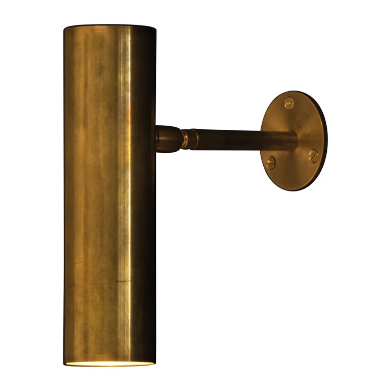 Natural Brass Contemporary-Modern Wall Cylinder Light Handcrafted in ...