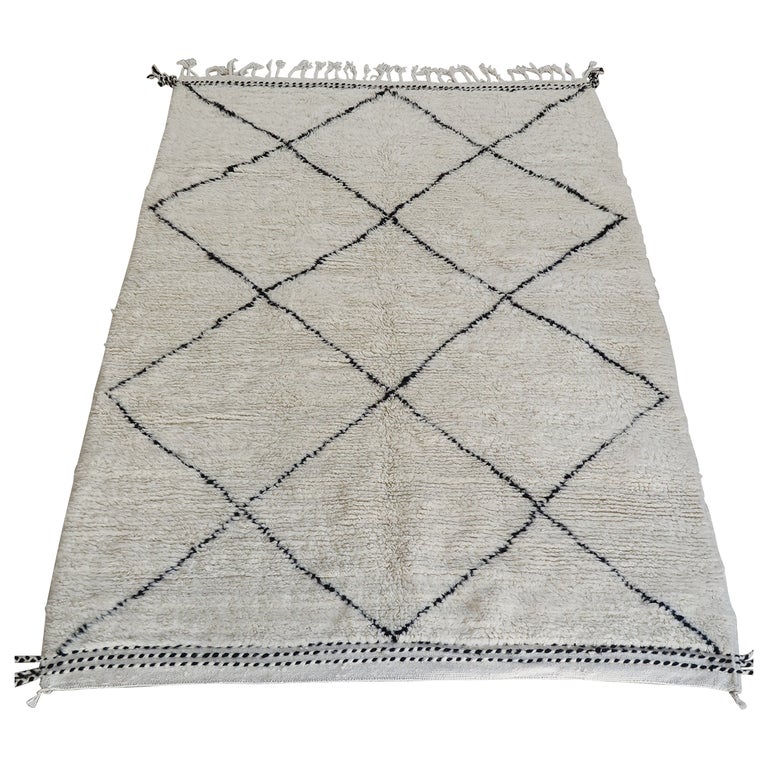 Berber Nord Africa Black and White Wool Carpert Rug 2000s For Sale at ...