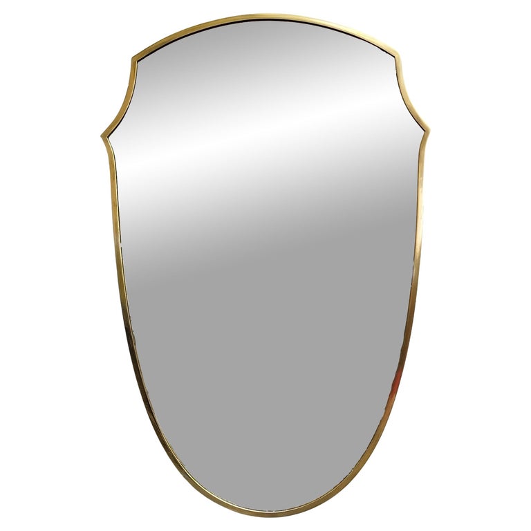 Brass Wall Shield Mirror, Italy, 1950s For Sale at 1stDibs