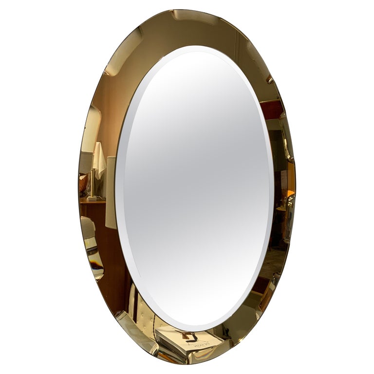 Cristal Art Mirror with Amber Glass, Italy, 1960 For Sale at 1stDibs