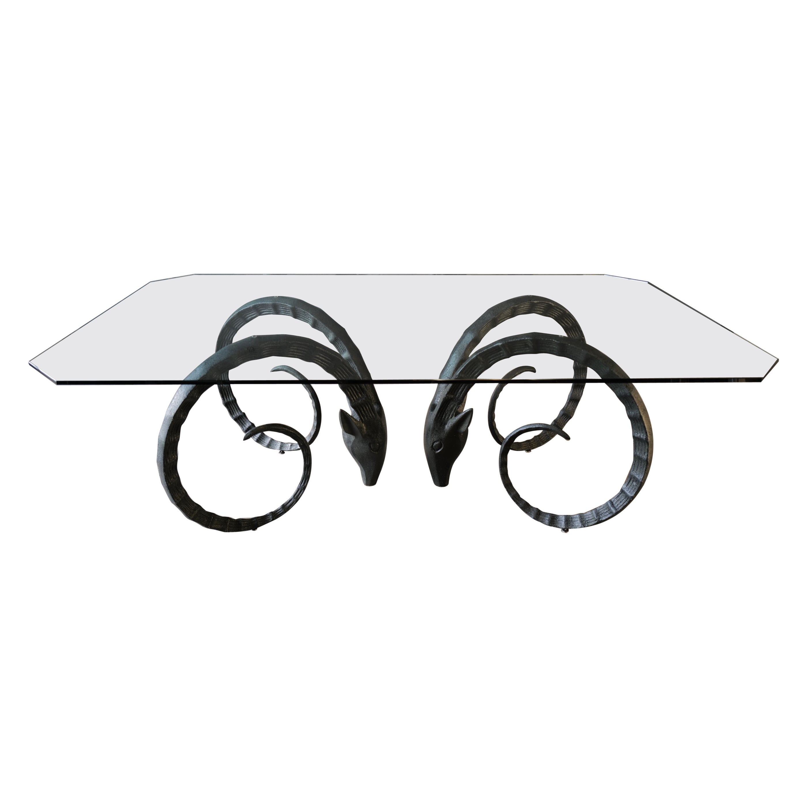 1960s Brutal Unicorn Horse Head Bases with Original Glass Top Dining ...