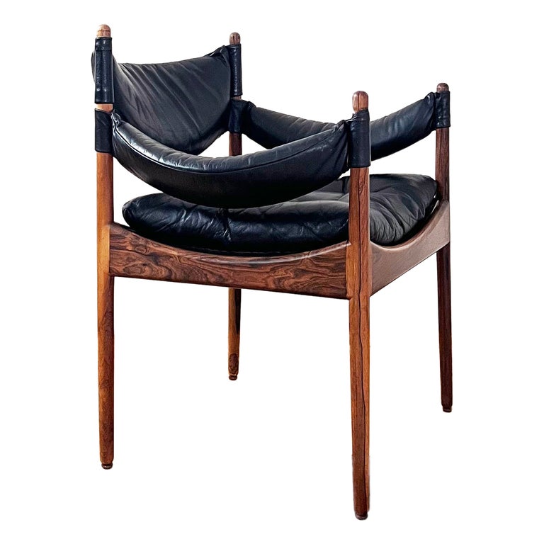 Kristian Vedel Black Leather Chairs Armchairs "Modus" For Sale at 1stDibs