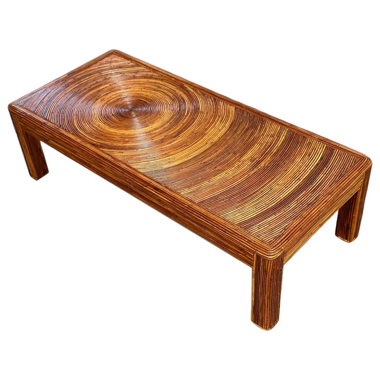 Midcentury Pencil Reed Coffee Table, Vintage Organic Modern For Sale at ...