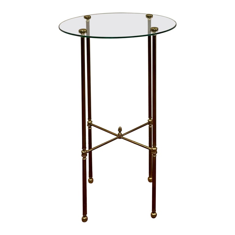 Midcentury, Glass and Brass Round Side/ Lamp Table Maison Jenson Maison ...
