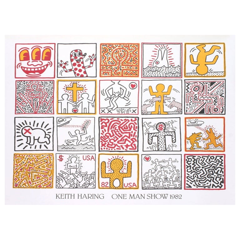 1986 Keith Haring, One Man Show Original Vintage Poster For Sale at 1stDibs
