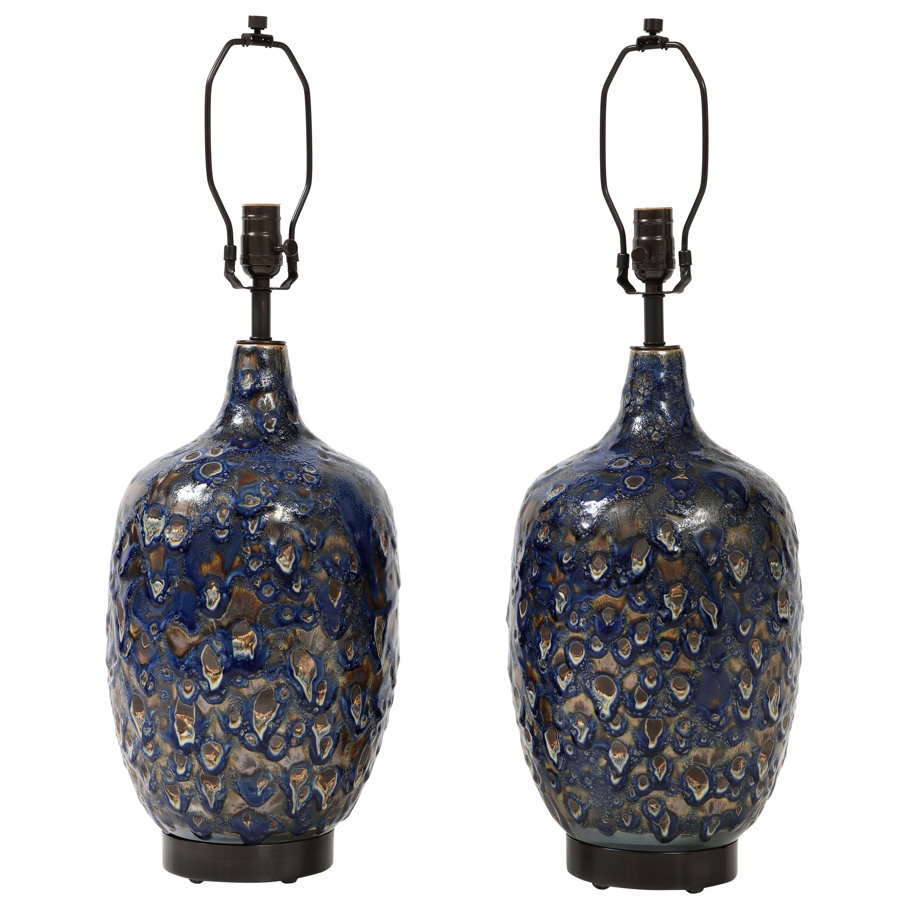 Italian Slate Blue and Rust Ceramic Table Lamps at 1stDibs | slate blue ...
