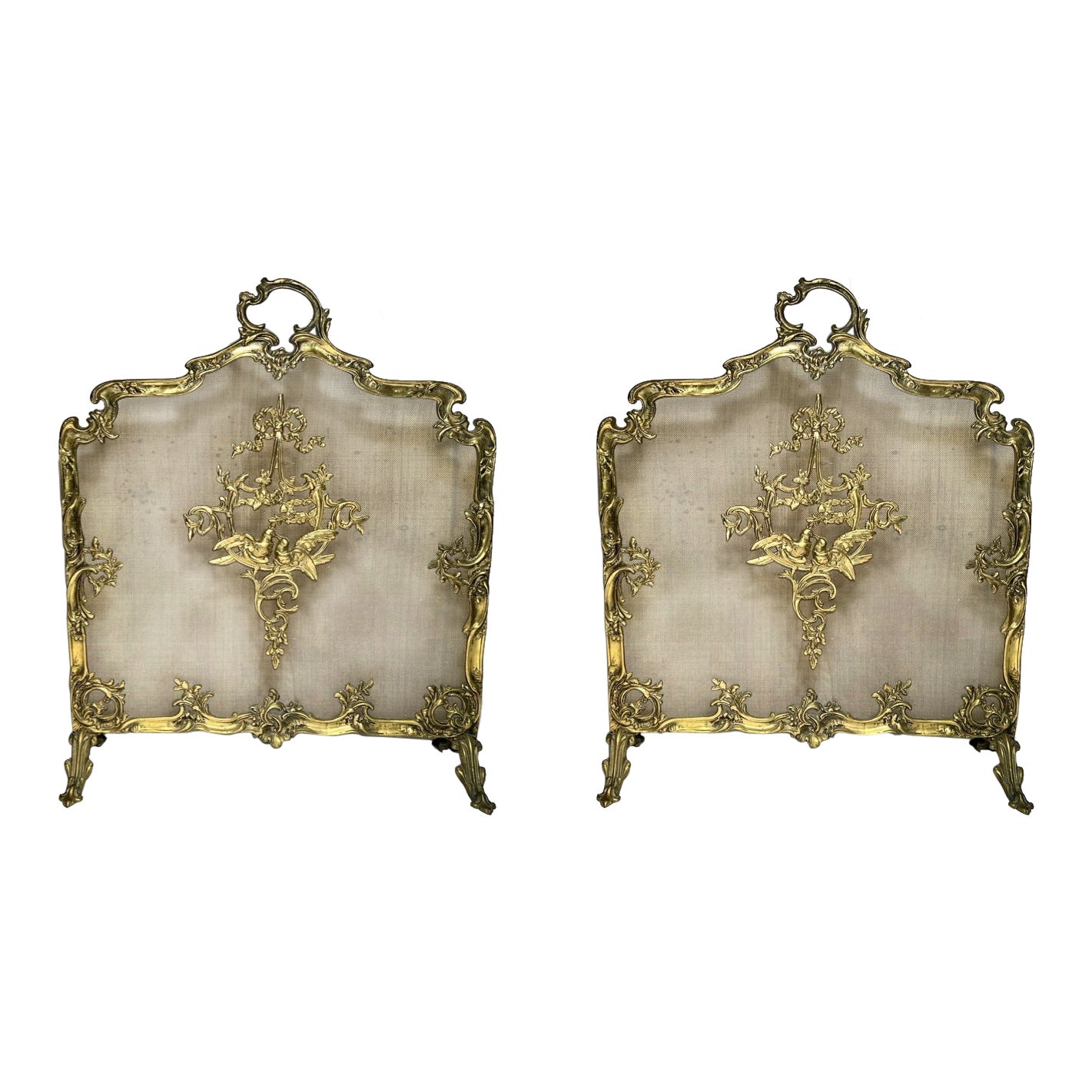 Pair of Antique French Fine Gold Bronze Fire Screens, Circa 1890. For ...