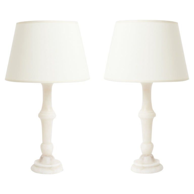 Pair of Alabaster Table Lamps For Sale at 1stDibs