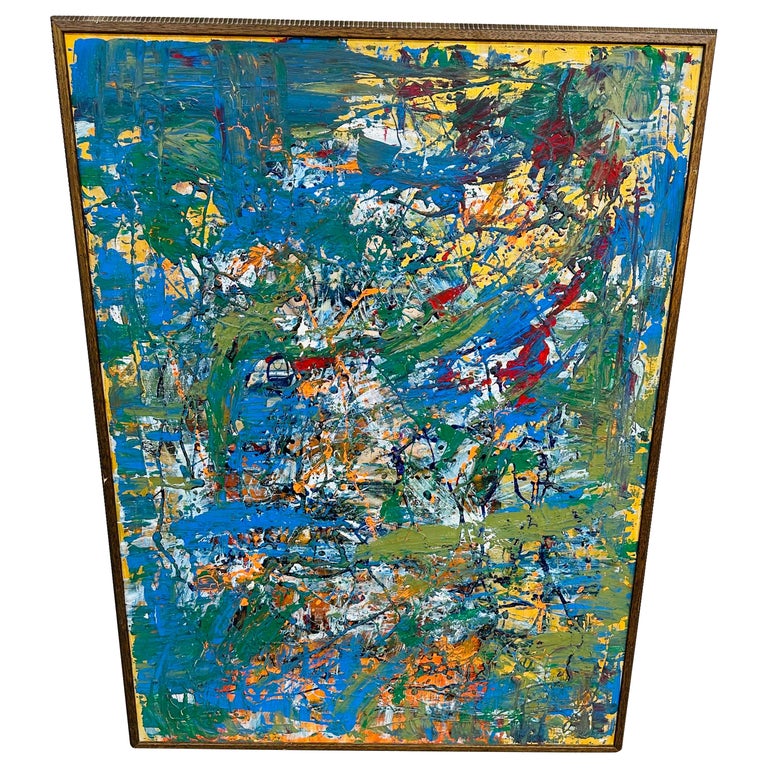 Modern Expressionist Abstract Painting Signed Mullin For Sale at 1stDibs