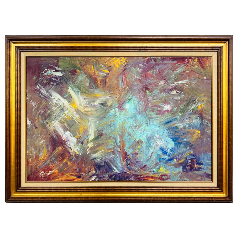 Modern Expressionist Abstract Painting Signed Mullin For Sale at 1stDibs