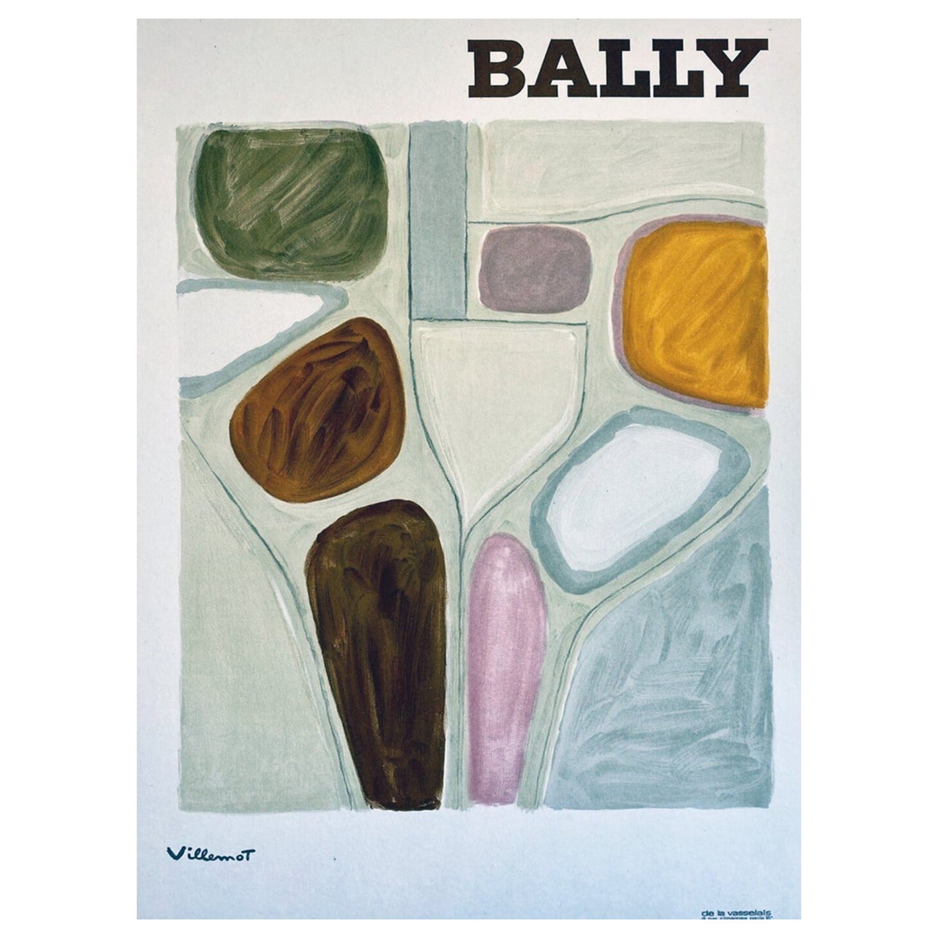 1971 Bally, Abstract Original Vintage Poster For Sale at 1stDibs