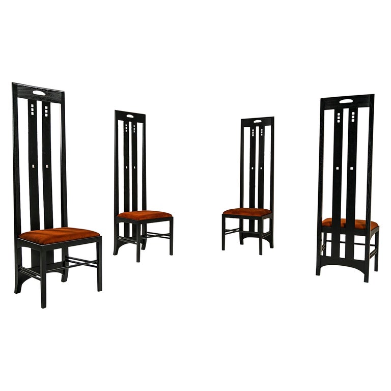 4 highback "Ingram" Dining Chairs by Charles Rennie Mackintosh, Italy ...