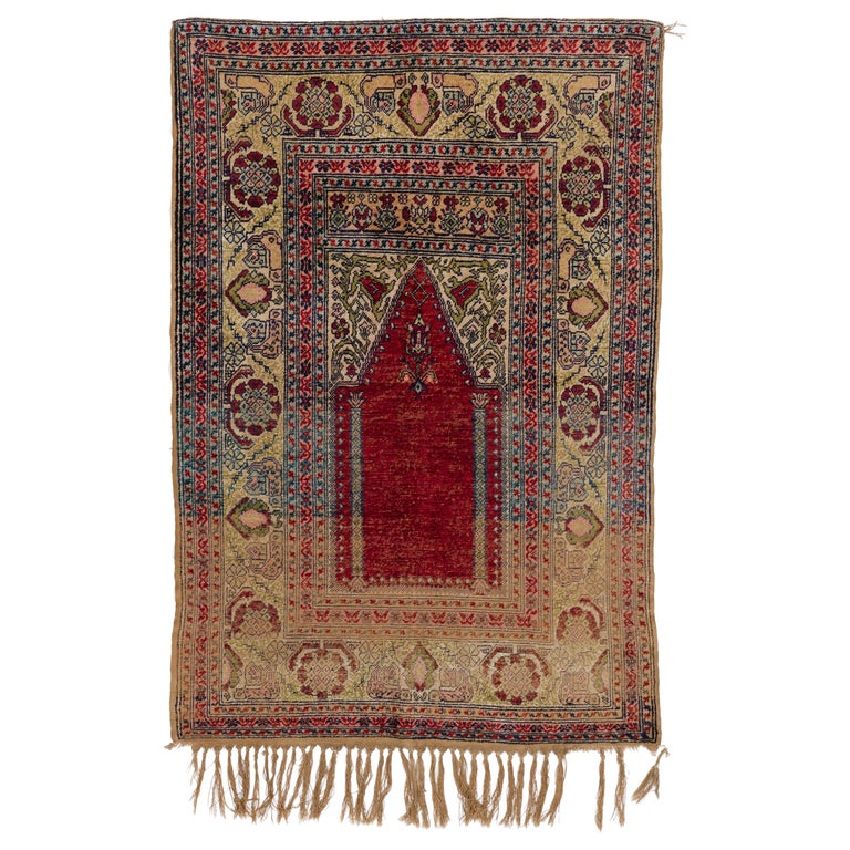 Antique Silk Turkish Prayer Rug, circa 1910 For Sale at 1stDibs