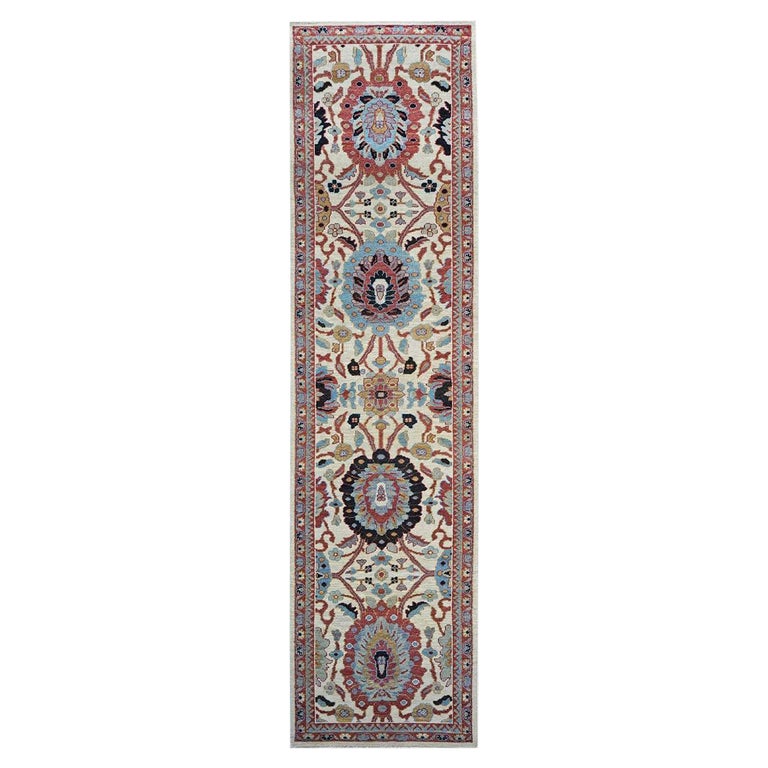 21st Century Sultanabad Master 3x12 Ivory, Red, and Blue Hallway Runner ...