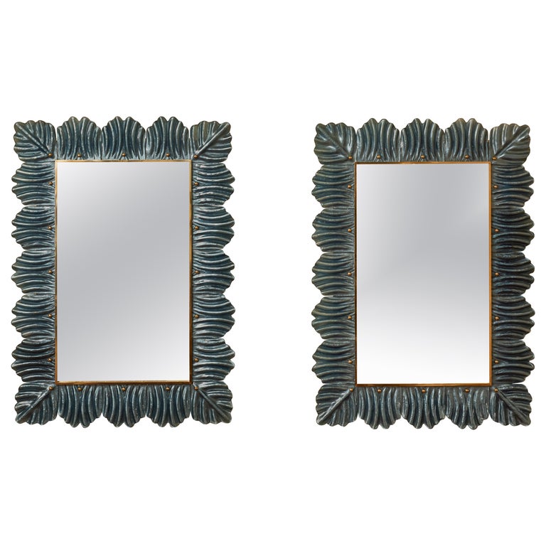 Pair of "Leaf" Mirrors in Murano by Studio Glustin For Sale at 1stDibs