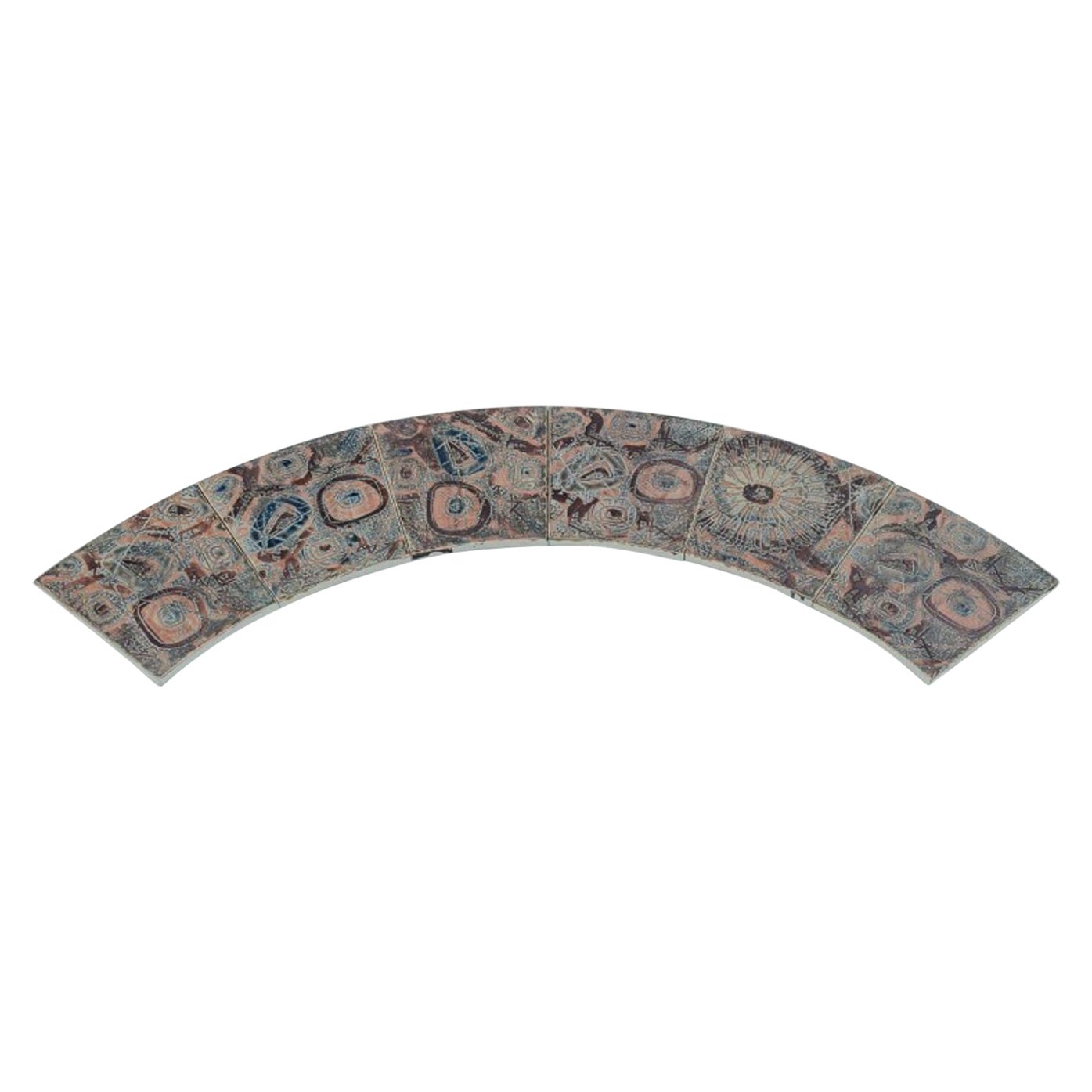 Royal Copenhagen, Six Baca Faience Tiles with Patterned Glaze, 1970s ...