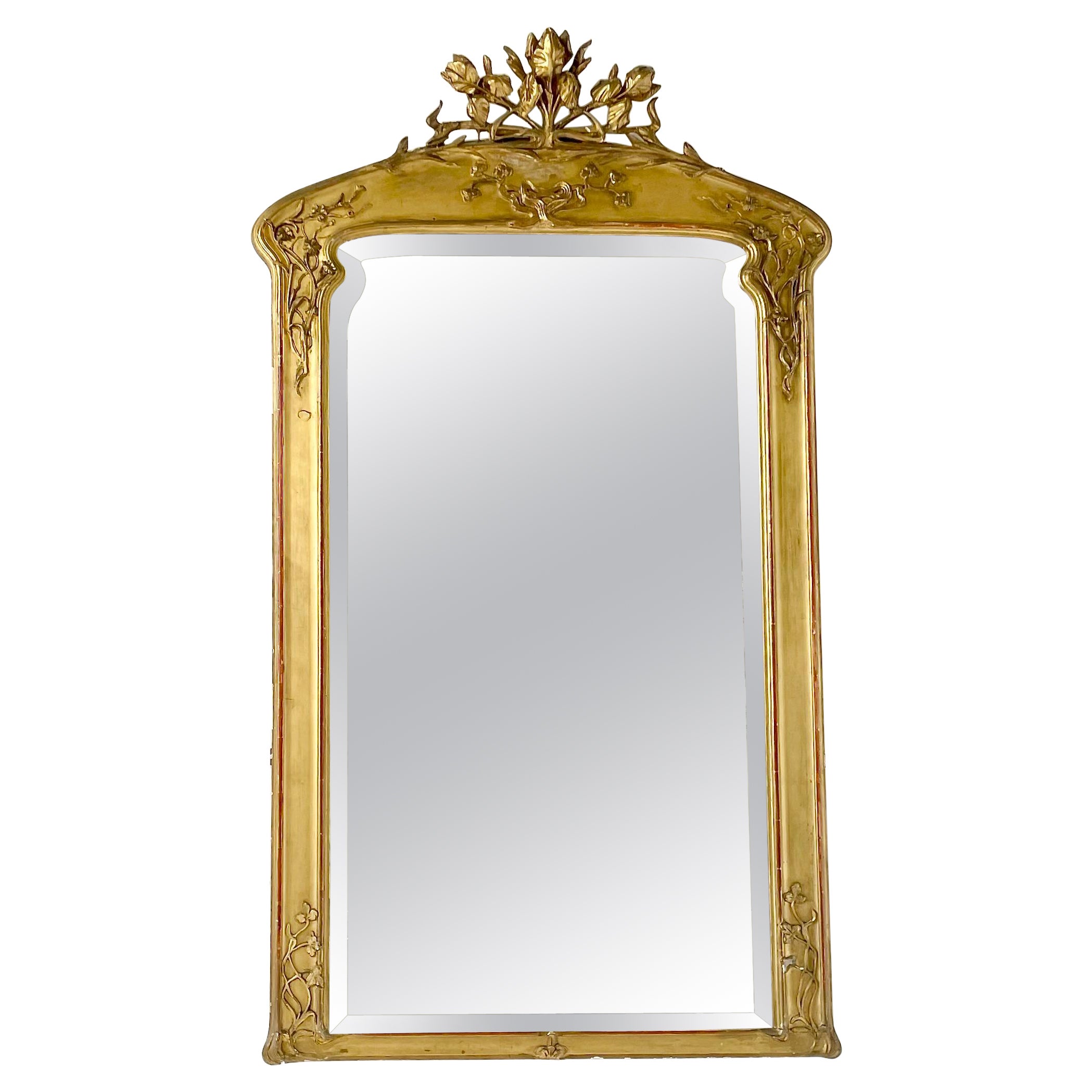 Art Nouveau Gilded Gesso Framed Mirror For Sale at 1stDibs