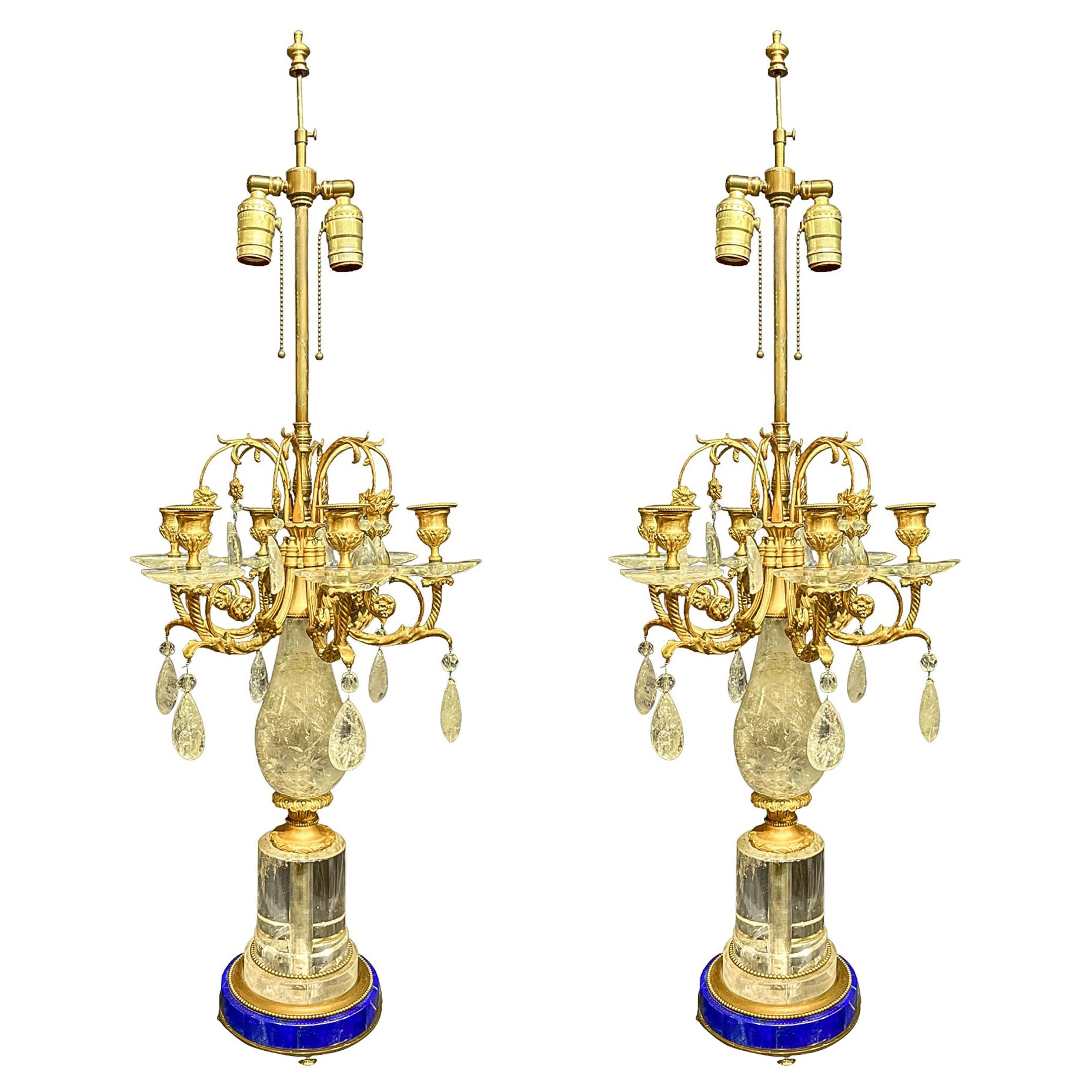 Pair of Chinese Export Gilt-Bronze Mounted Famille Rose Porcelain Lamps ...
