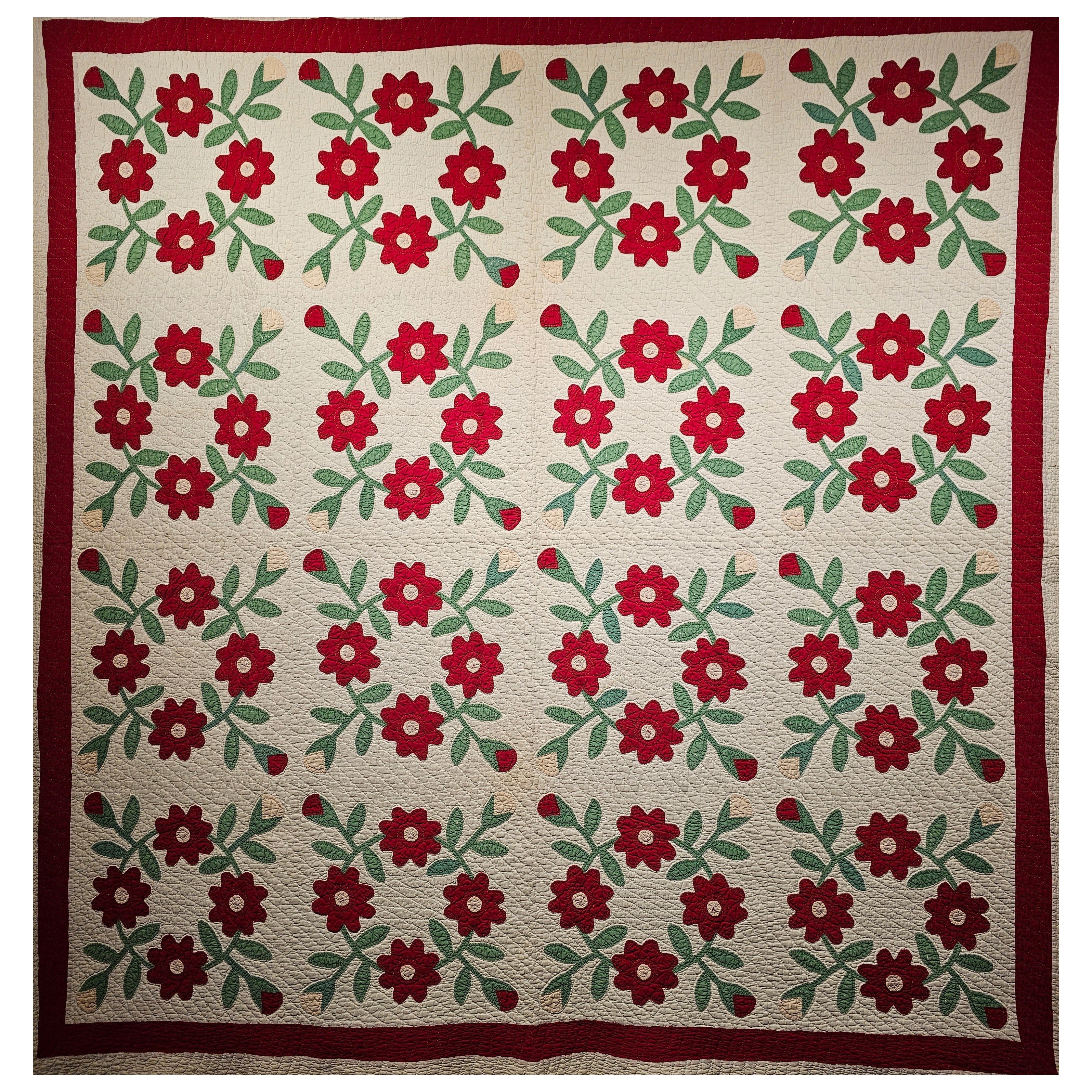 19th Century American Applique Quilt in Floral Pattern from ...