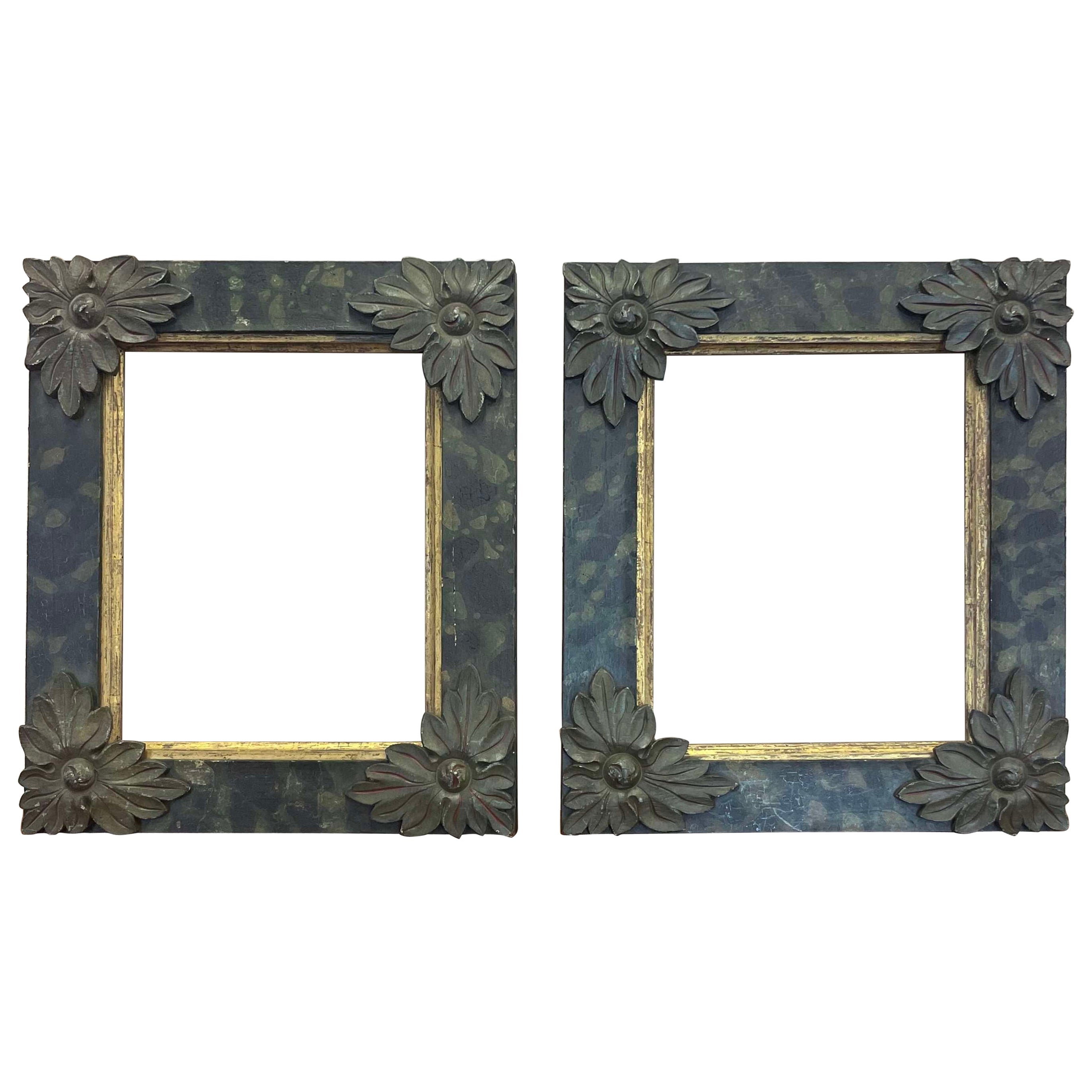 Pair of 19th Century English Wooden Marble Effect Hand Painted Frames ...