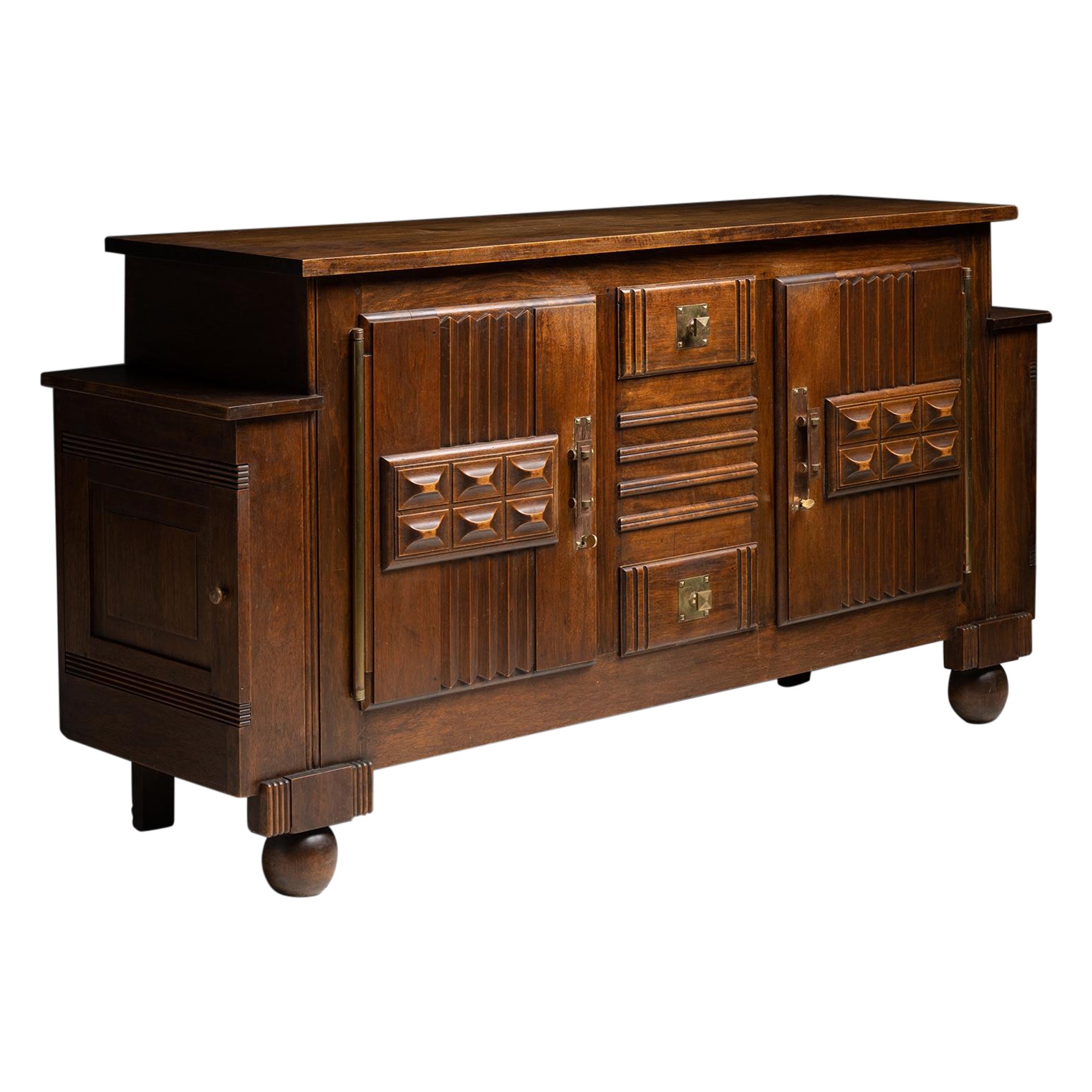 French Mahogany Buffet with Curved Glass Side Doors Circa 1910 at ...