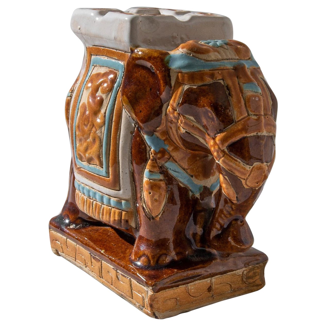 1960s French Miniature Ceramic Elephant For Sale at 1stDibs