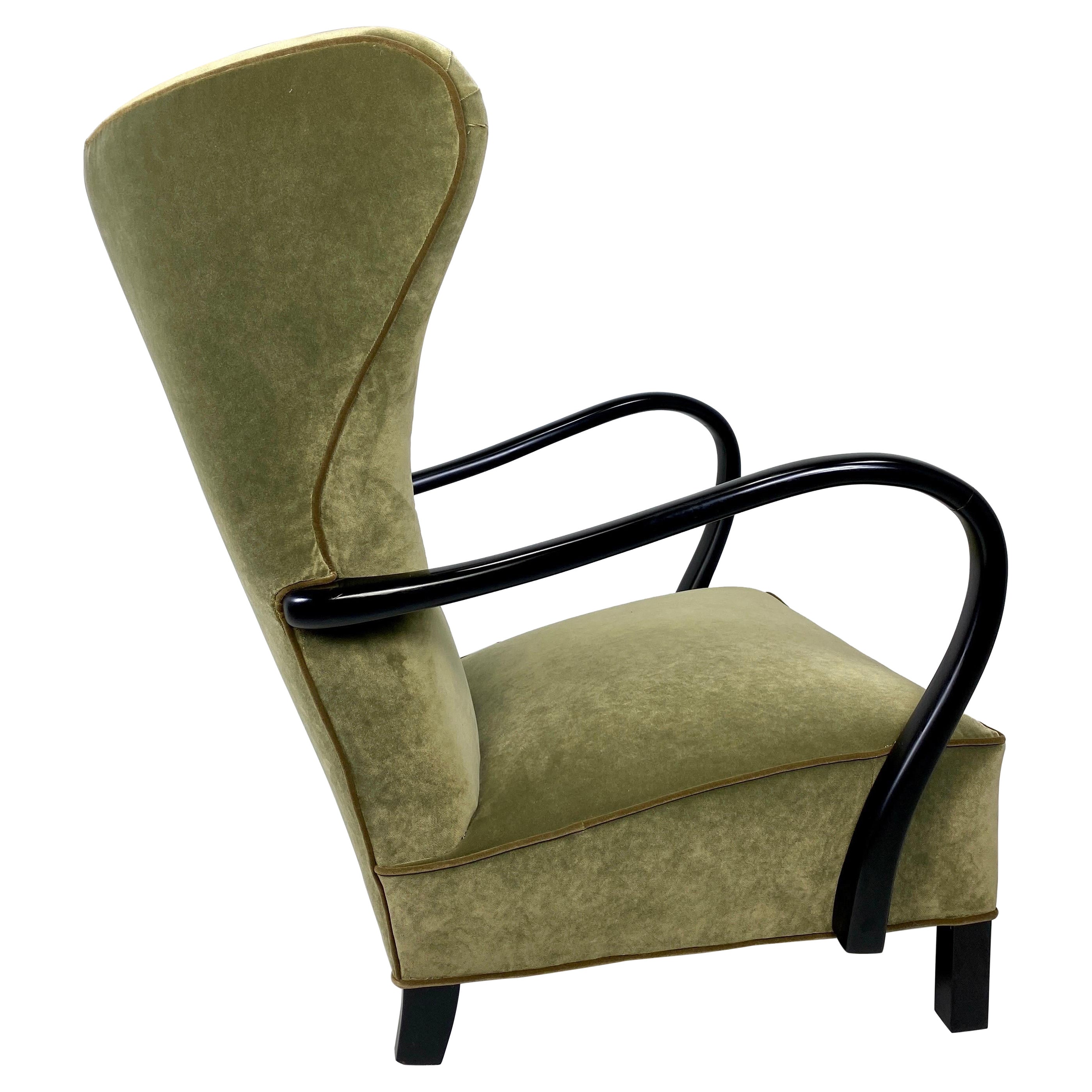 1940s Streamline Lounge Chair Ivory Wood Mustard Wool Tissue For Sale ...