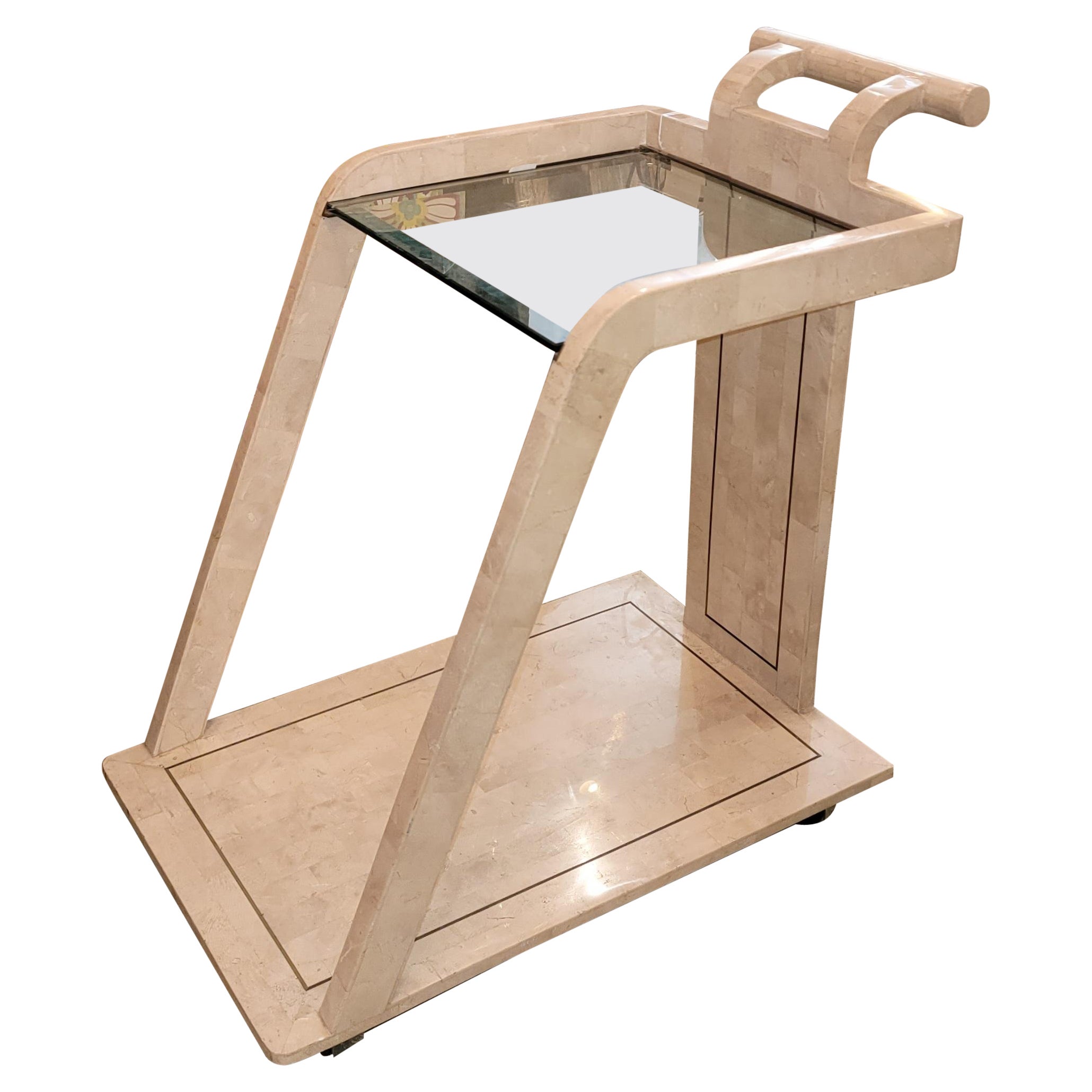 1980s Modern Italian Two-Tier Wooden Fold Up Trolley For Sale at 1stDibs