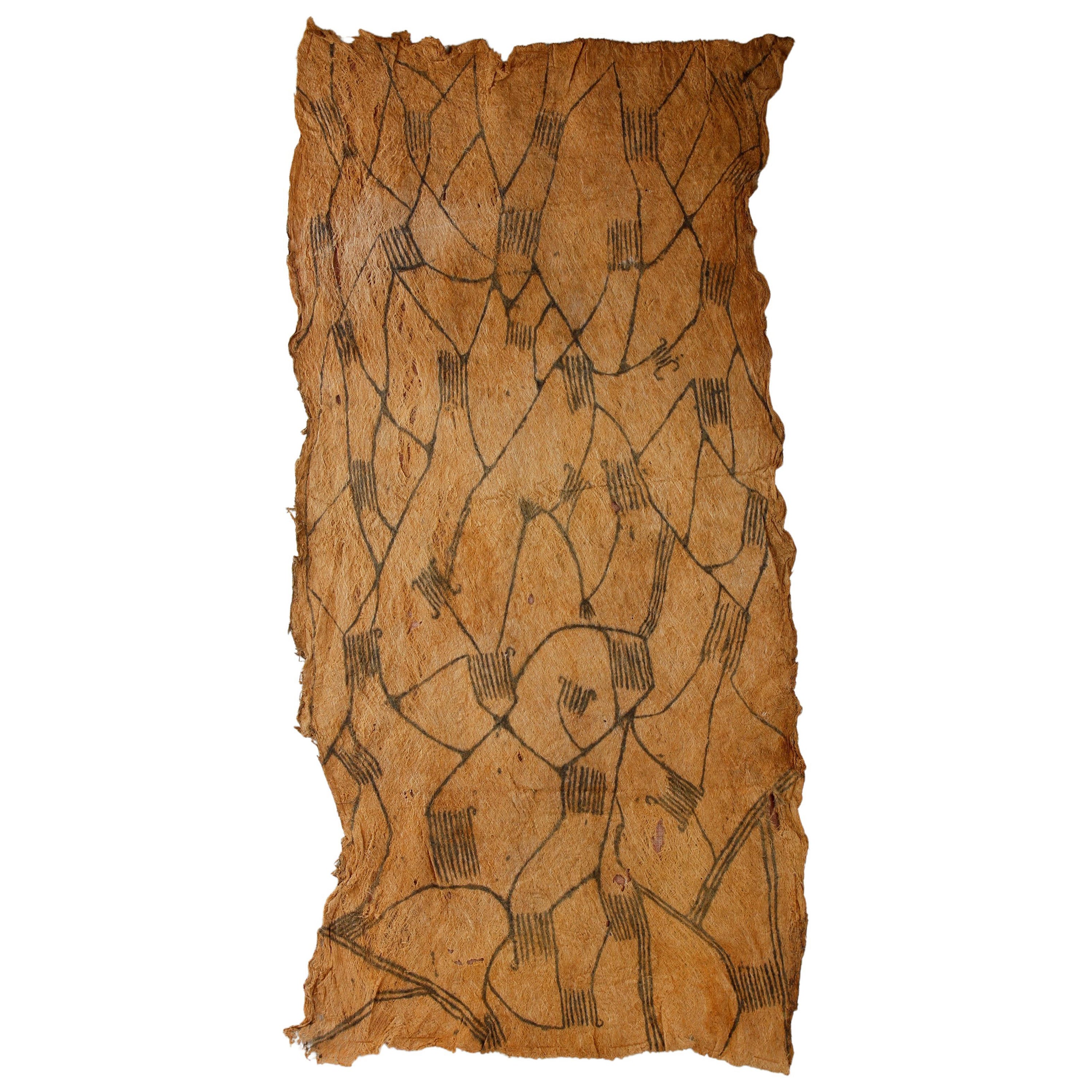 Early Twentieth-Century Bark Cloth Painting With Biomorphic Motifs For ...