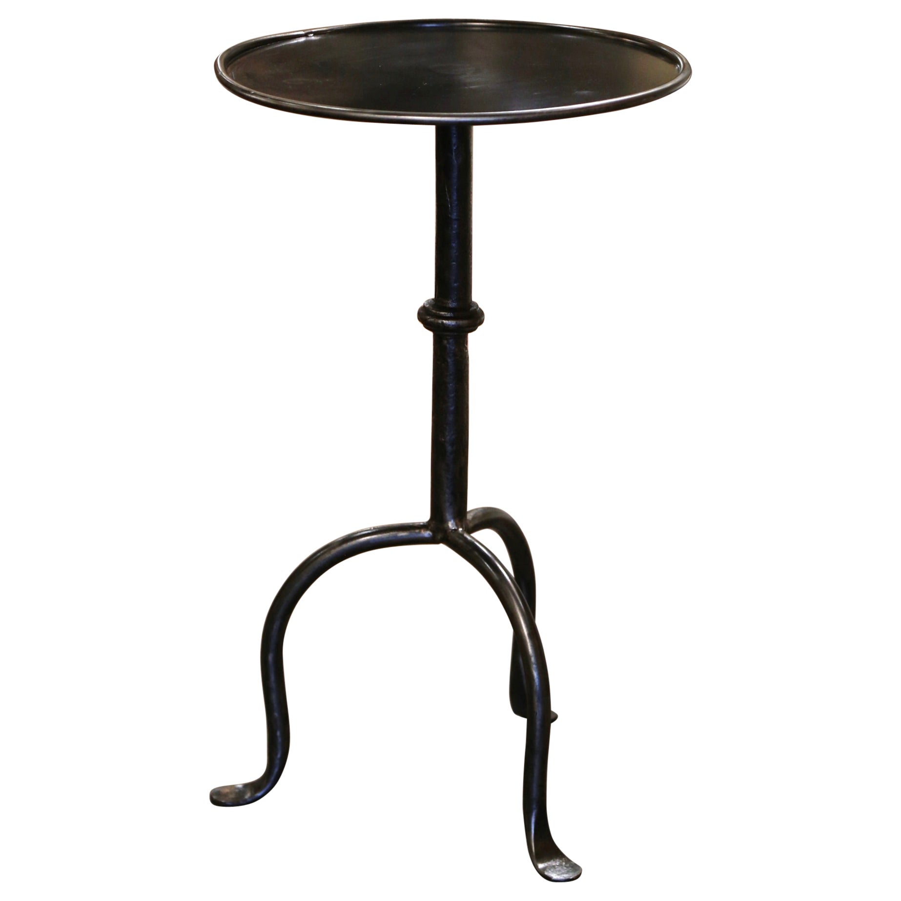 French Style Polished Wrought Iron Pedestal Martini Side Table For Sale ...