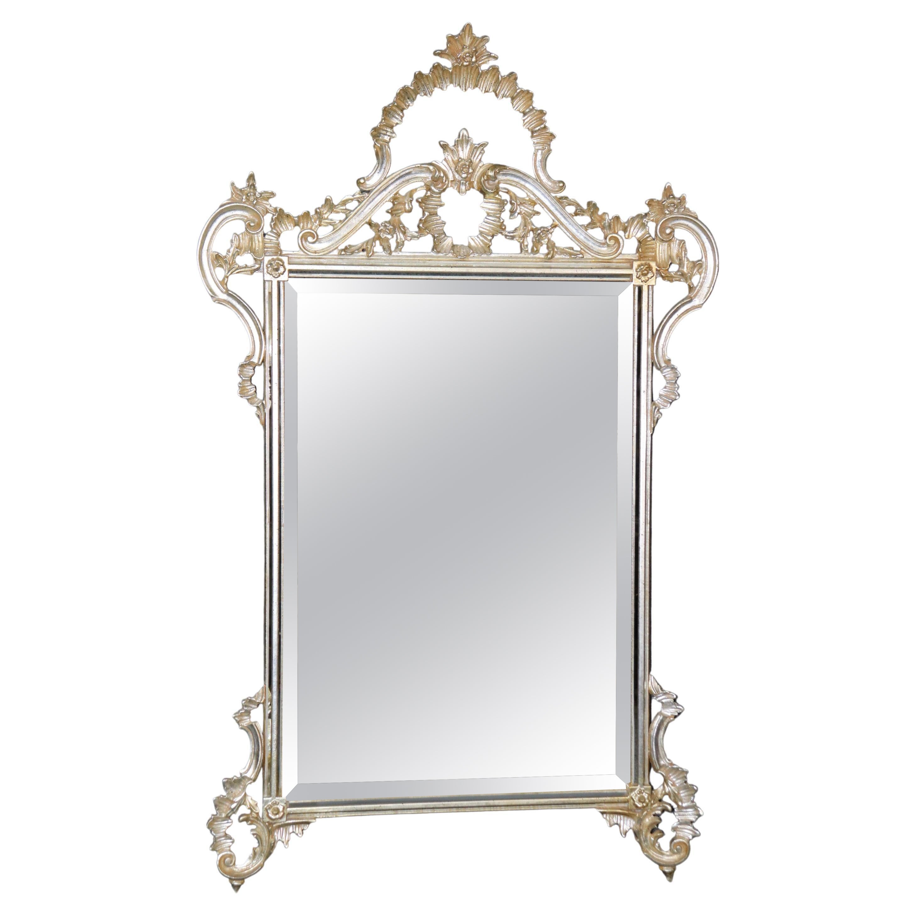 Luminous Carved Italian Silver Leaf Rococo Wall Mirror, circa 1980 For ...