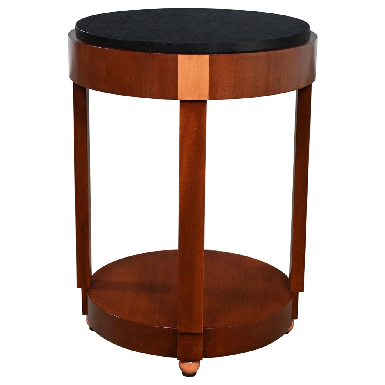 Art Deco Revival Round Side Table Custom Two-Toned Mahogany Black ...
