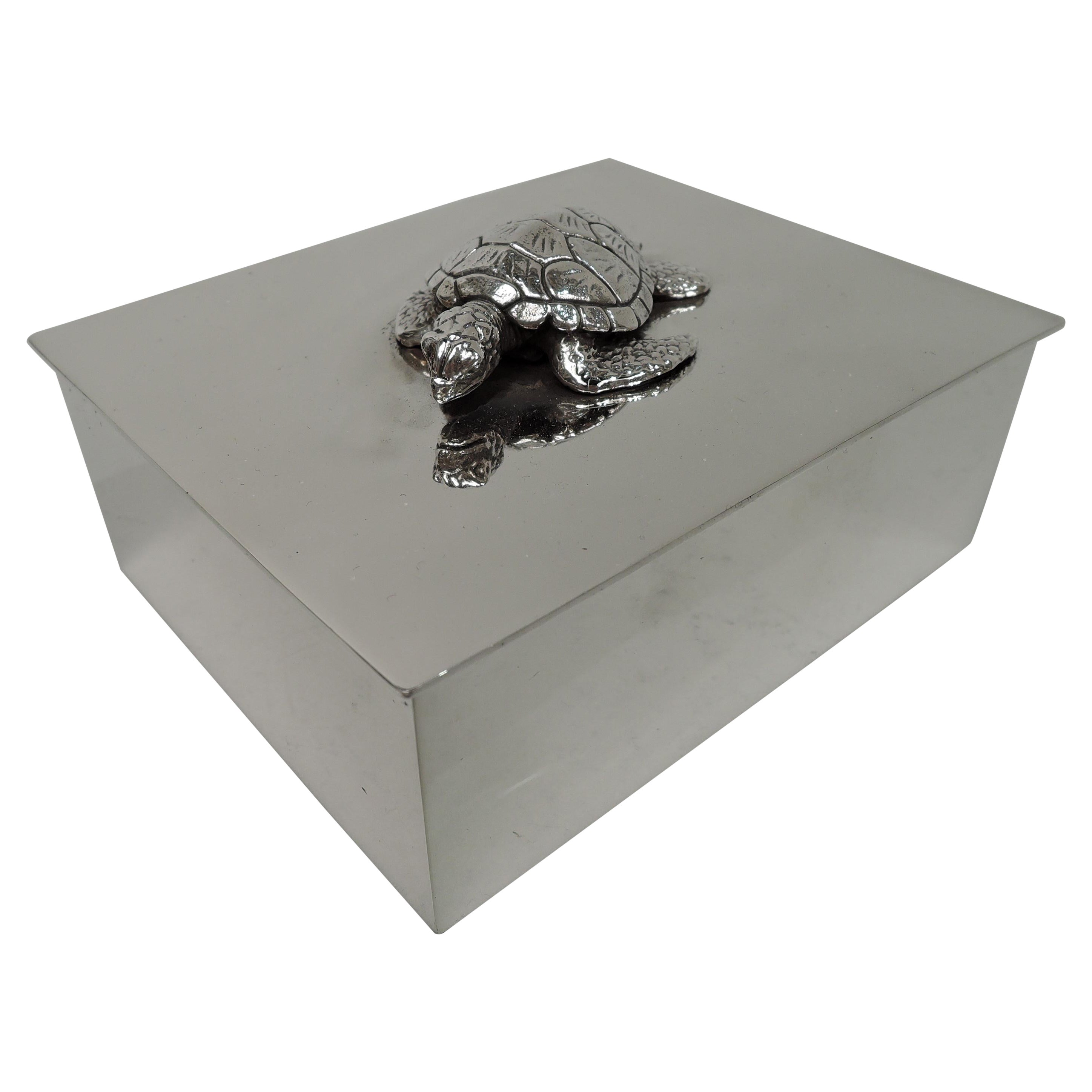 Tiffany Mid-Century Modern Sterling Silver Turtle Box For Sale at 1stDibs