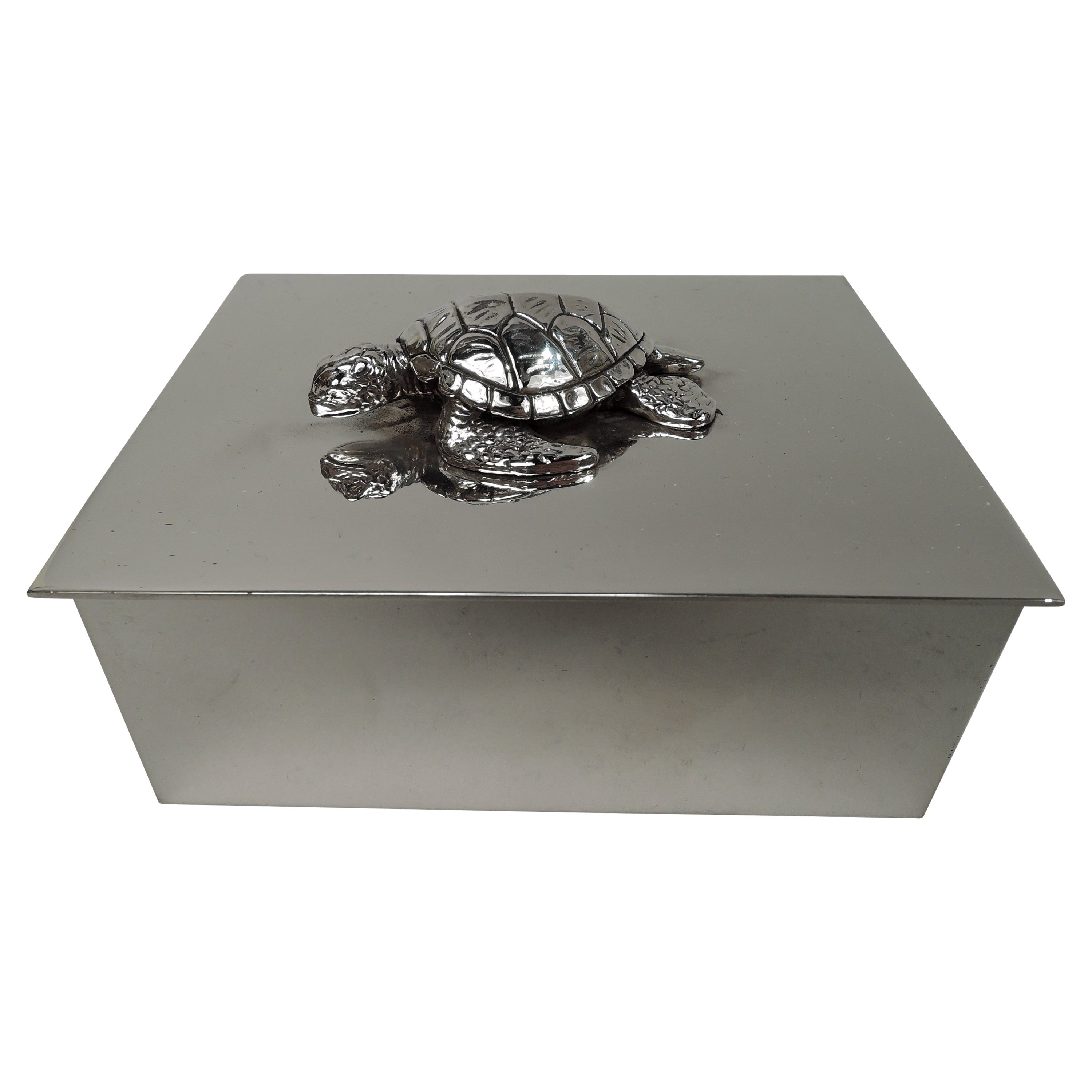 Tiffany Mid-Century Modern Sterling Silver Turtle Box For Sale at 1stDibs
