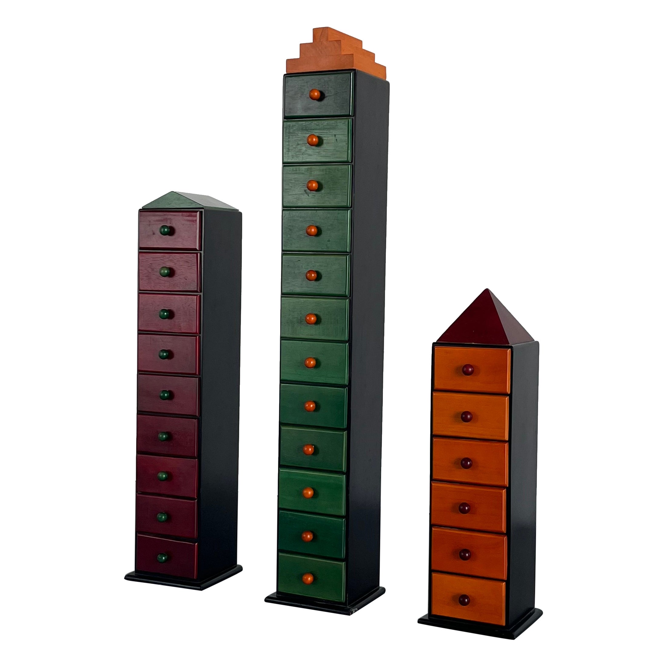 Set of three Memphis Milano style Postmodern Storage Cabinets, 1970s ...