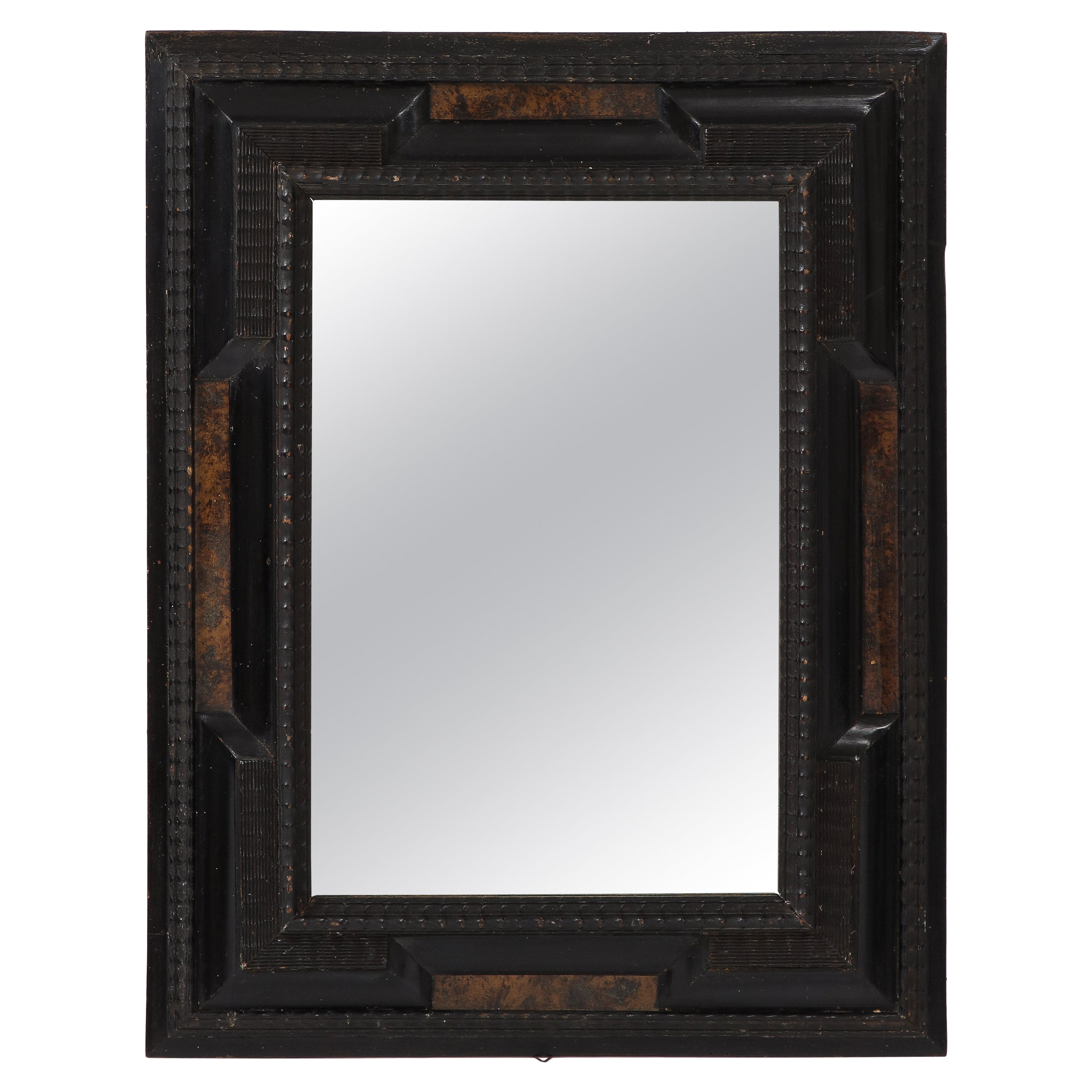 Italian Baroque Style Ebonized and Faux Tortoise Framed Mirror, circa ...