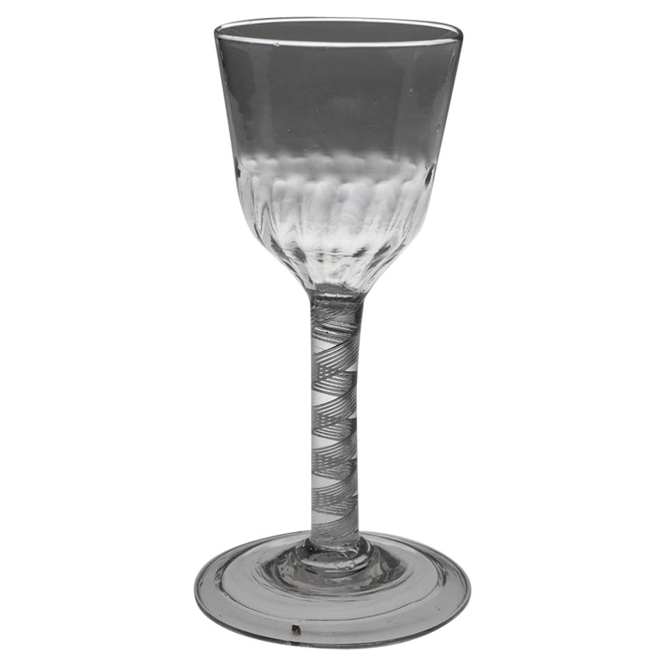 Large Petal Moulded Bowl Mercury Twist Stem Georgian Wine Glass, c1750 ...