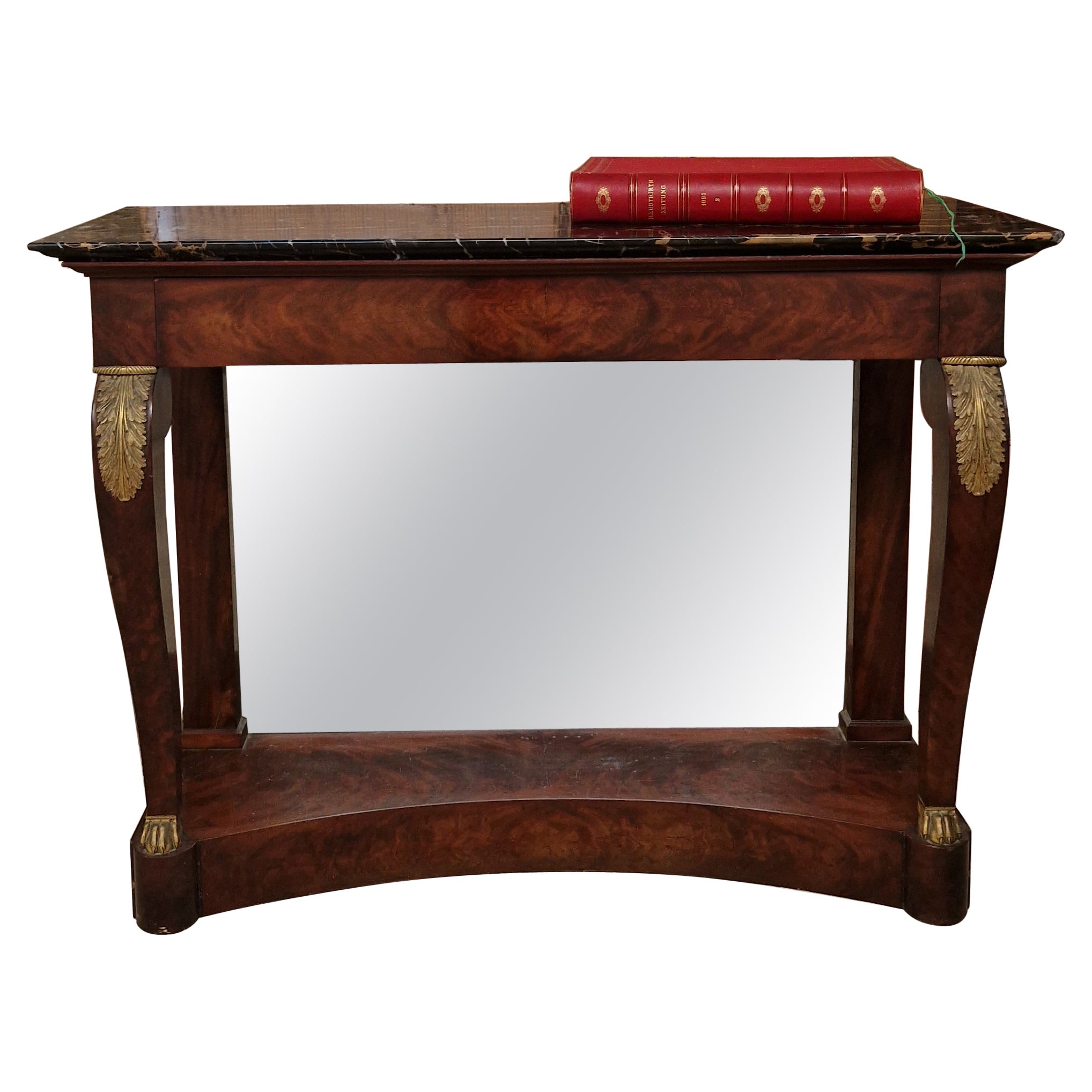 19th Century Empire Marble-Top Console Table with Greek God Design ...
