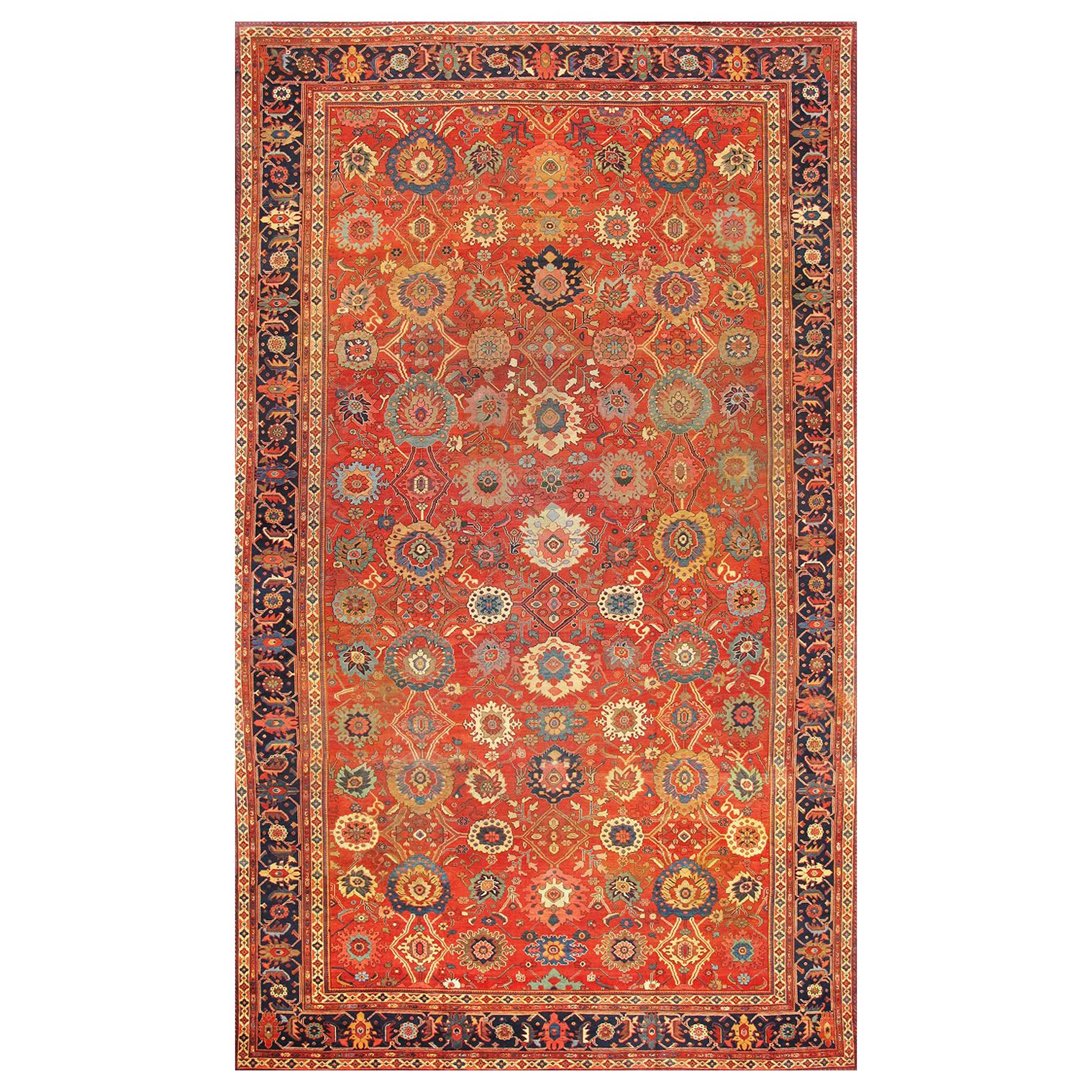 Antique Melody Collection Rust Lamb's Wool Area Rug For Sale at 1stDibs