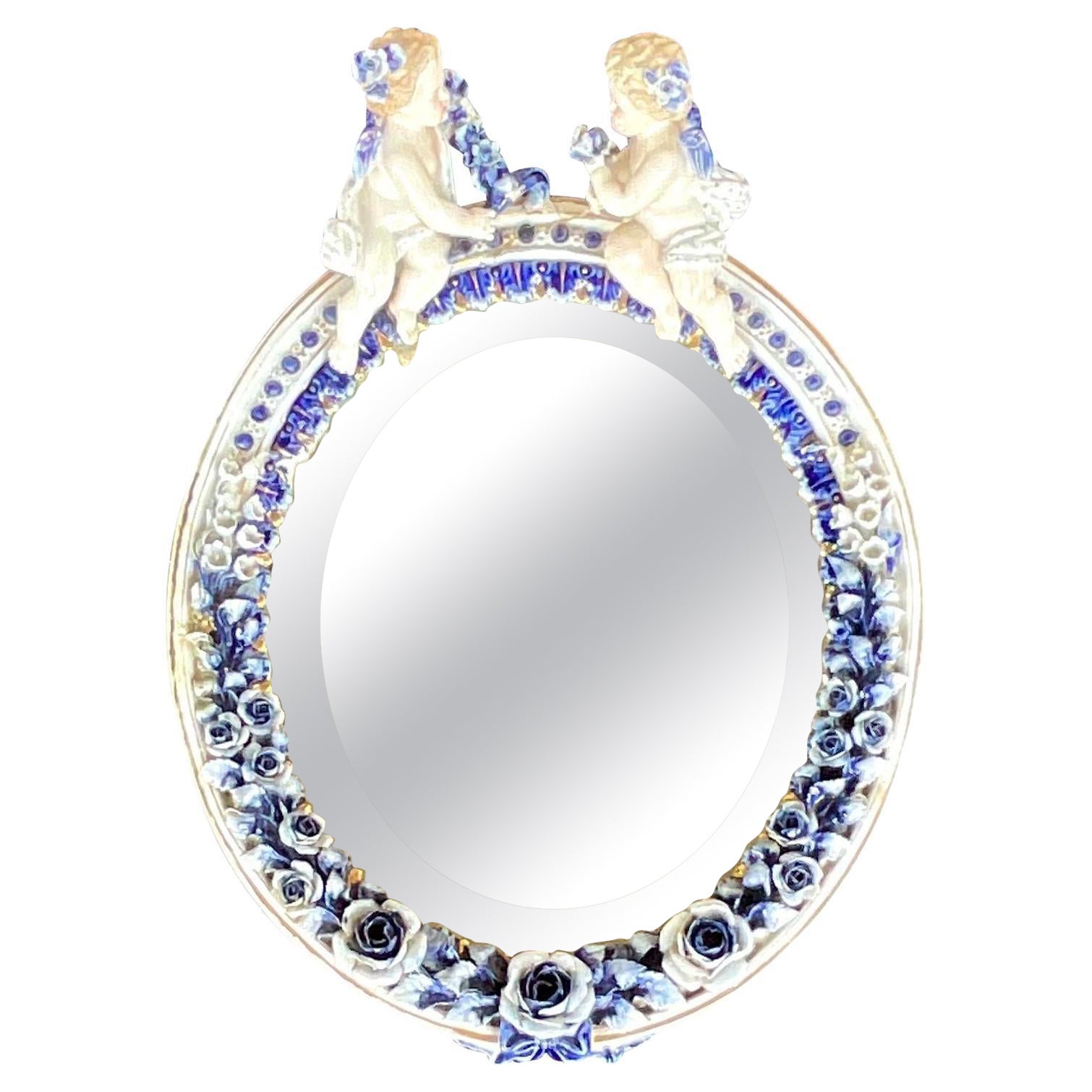 Cream, Celadon and Manganese Glaze Ceramic Mirror by Eve Kaplan at ...