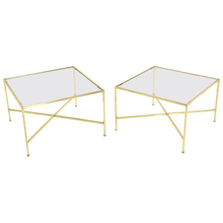 Sold Brass X-Base Square Side or End Tables For Sale at 1stDibs