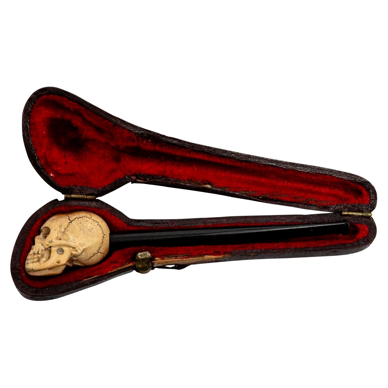 Rare Georgian Early Victorian Carved Skull Pipe For Sale at 1stDibs