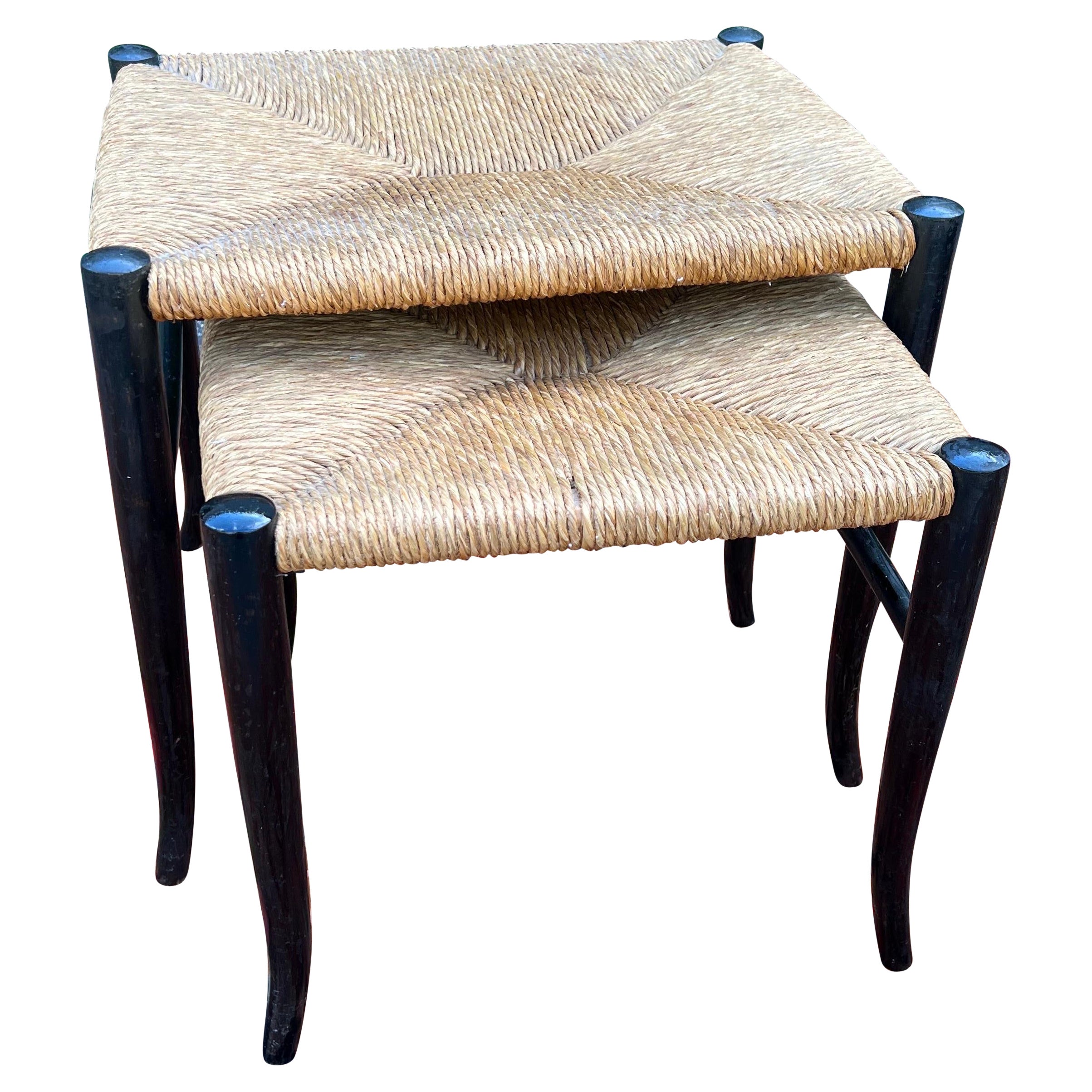 Pair of Vintage Italian Gio Ponti Style Nesting Stools For Sale at 1stDibs