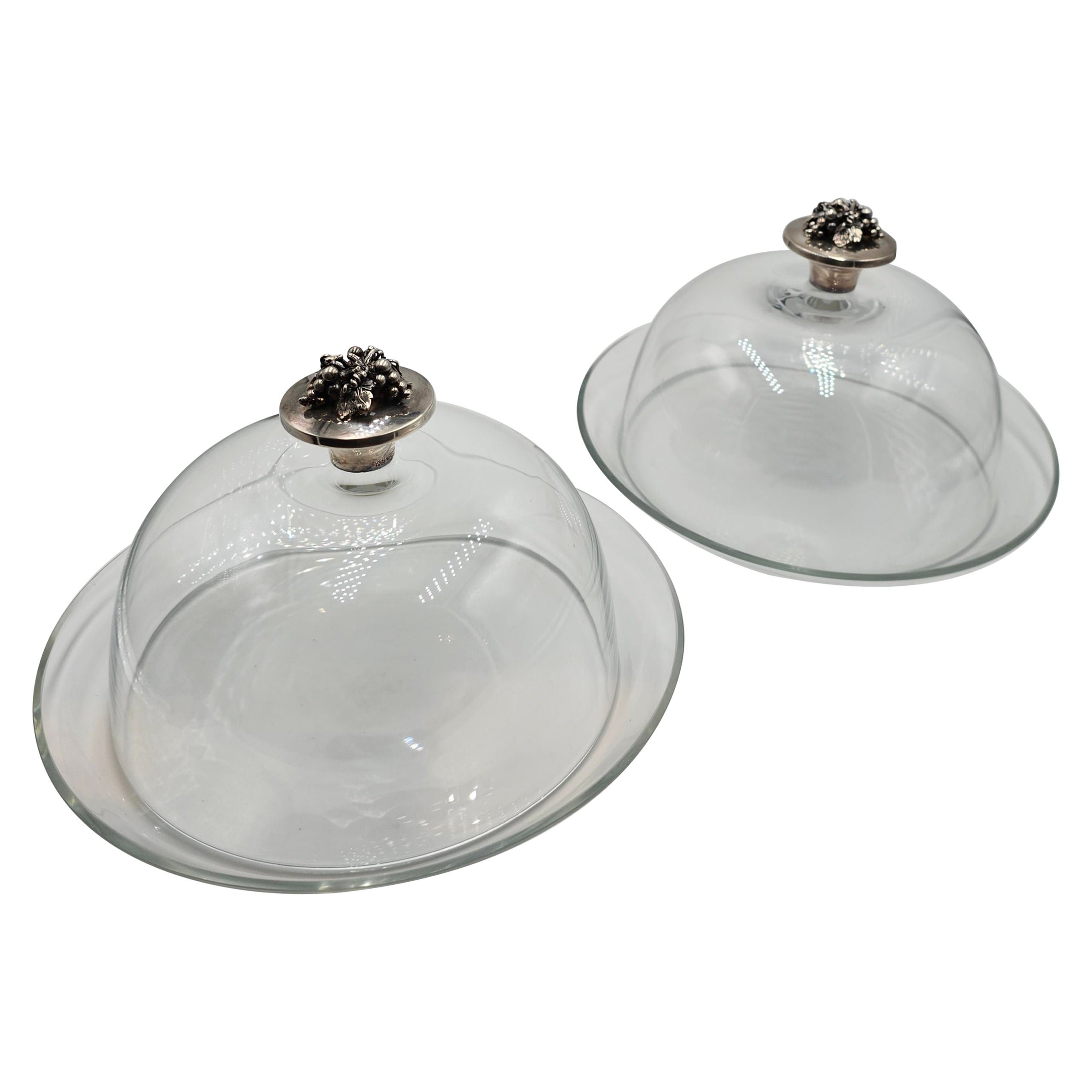 Country Style Pair of German Crystal Dishes with Sterling Silver For ...