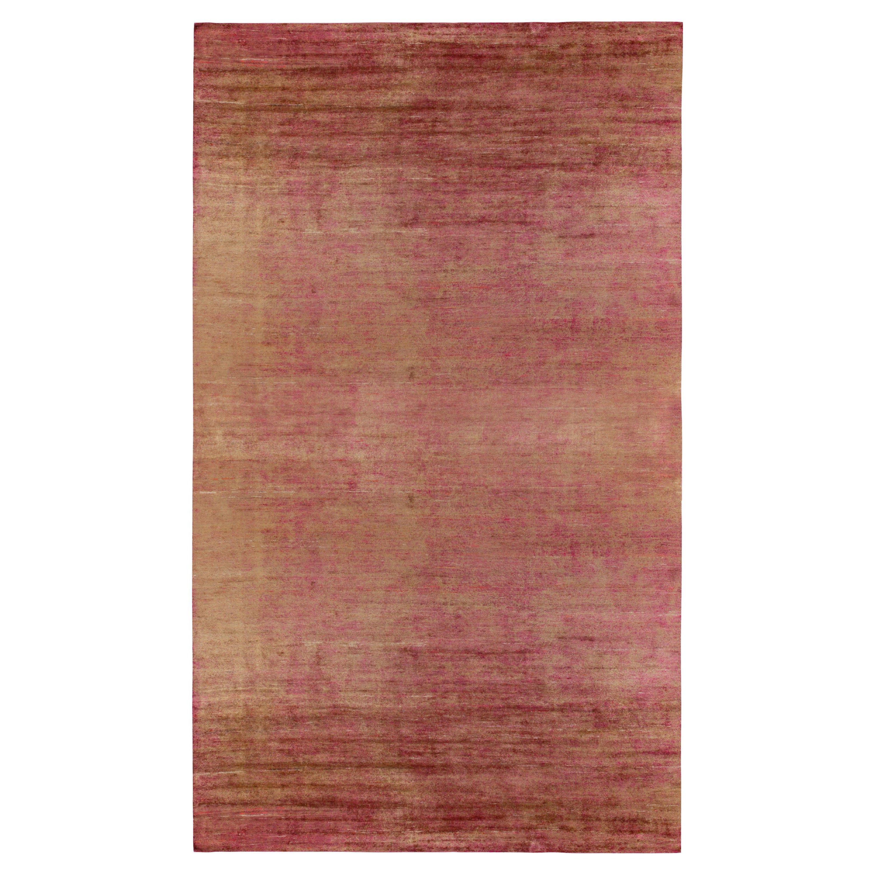 Rug and Kilim’s Oversized Contemporary Rug in Red and Gold Striations ...