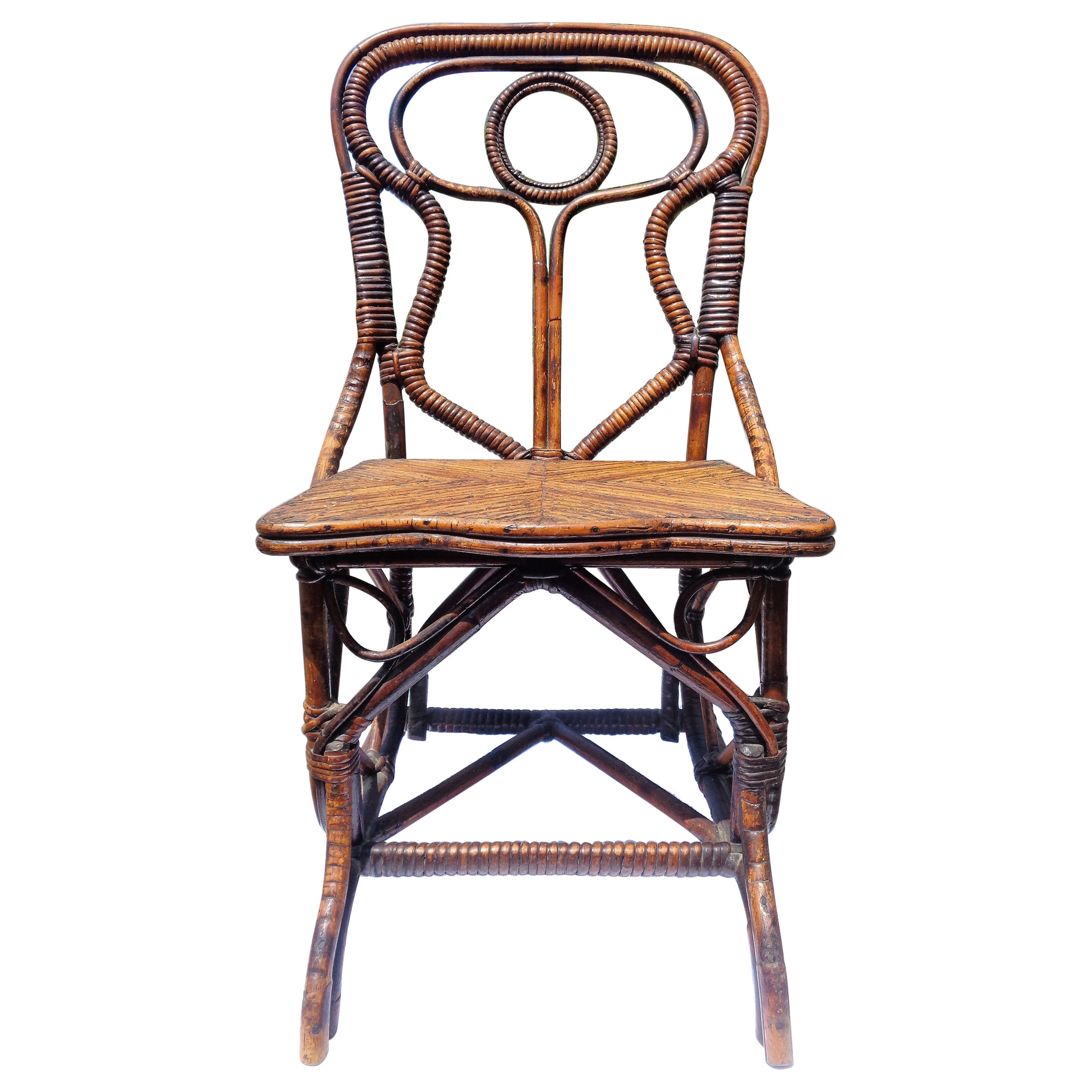 Rare Antique Rattan and Split Reed Chair, Signed Dated 1904 For Sale at ...