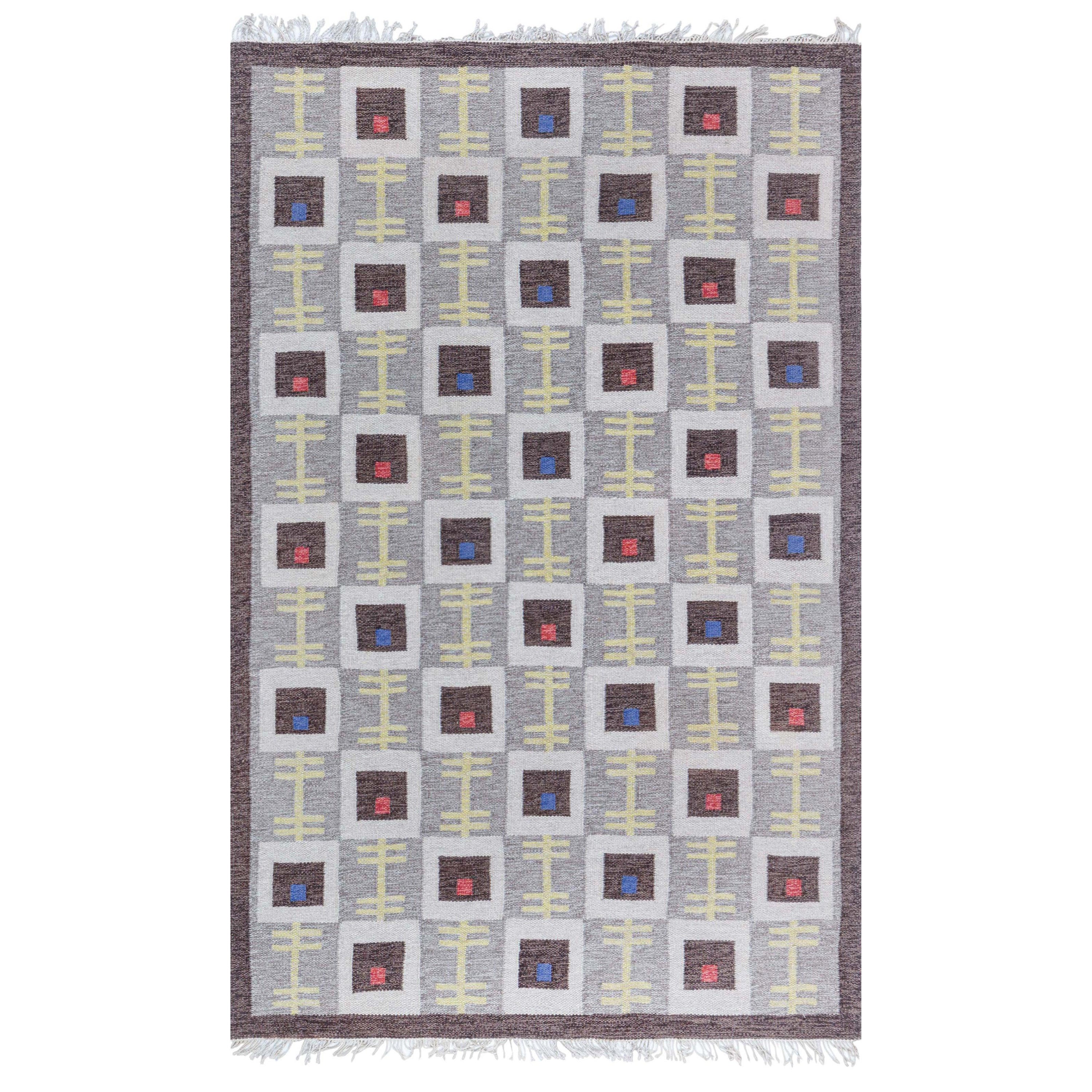 Collection Vintage Swedish Flat Woven Rug For Sale at 1stDibs