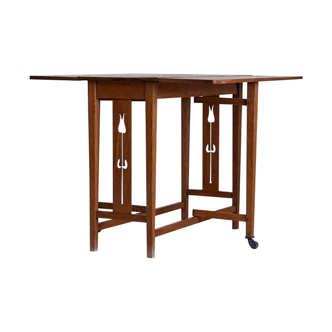 Vintage Arts and Crafts Drop-Leaf Table in Solid Oak, England, Early ...