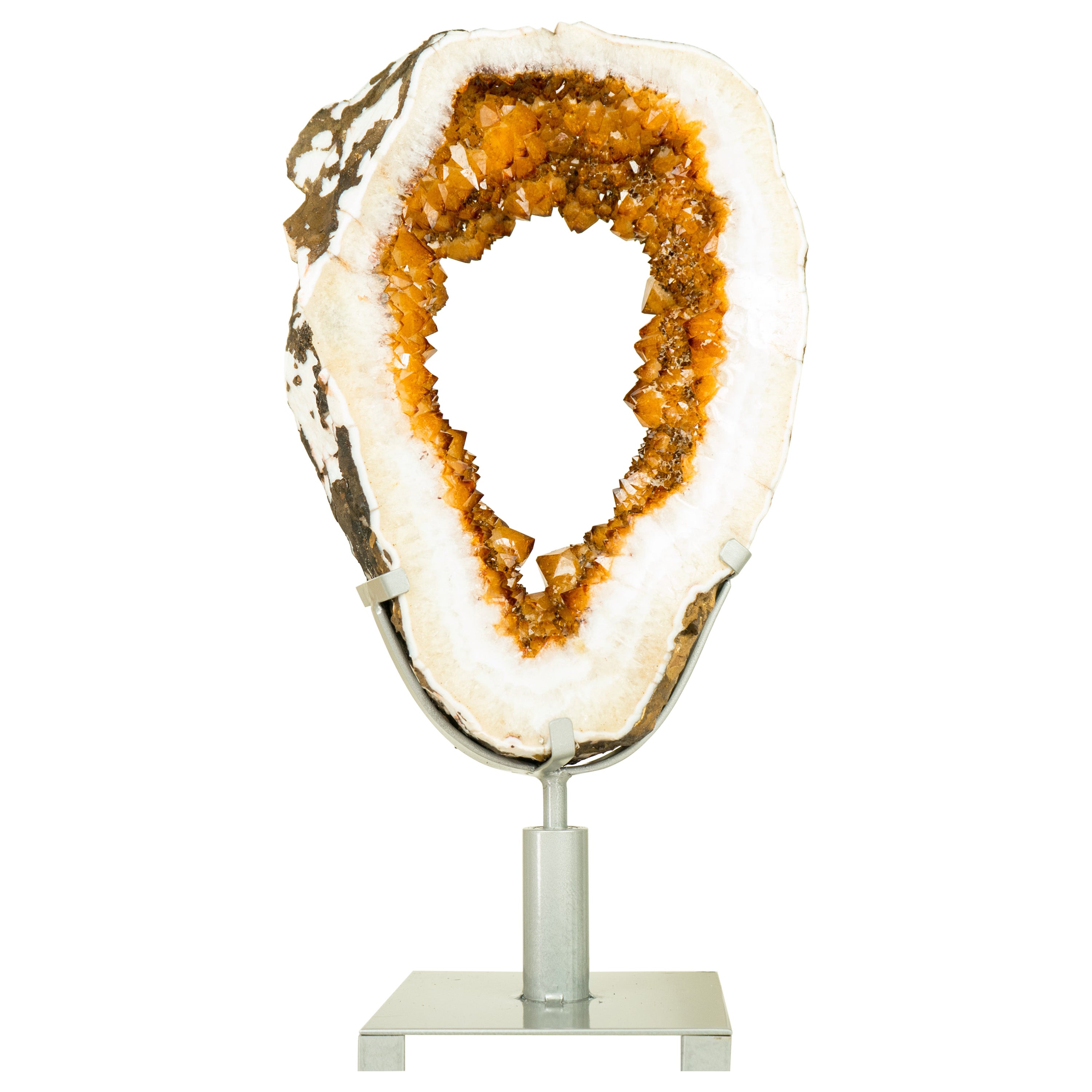 Citrine Geode Slice with a Crown Formation and Golden Orange Druzy on ...