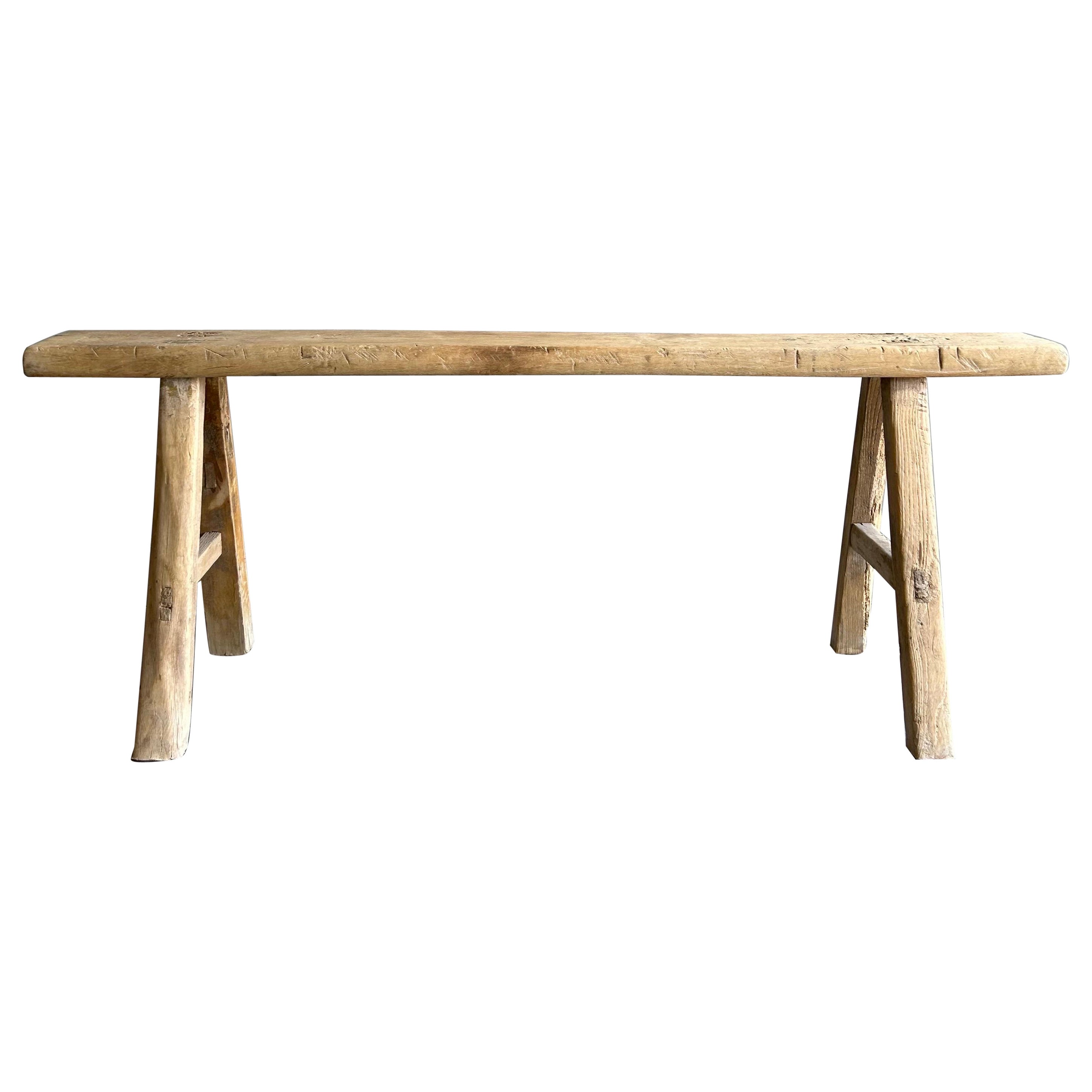 Custom Reclaimed Elm Wood Pew Style Bench Banquette For Sale at 1stDibs ...